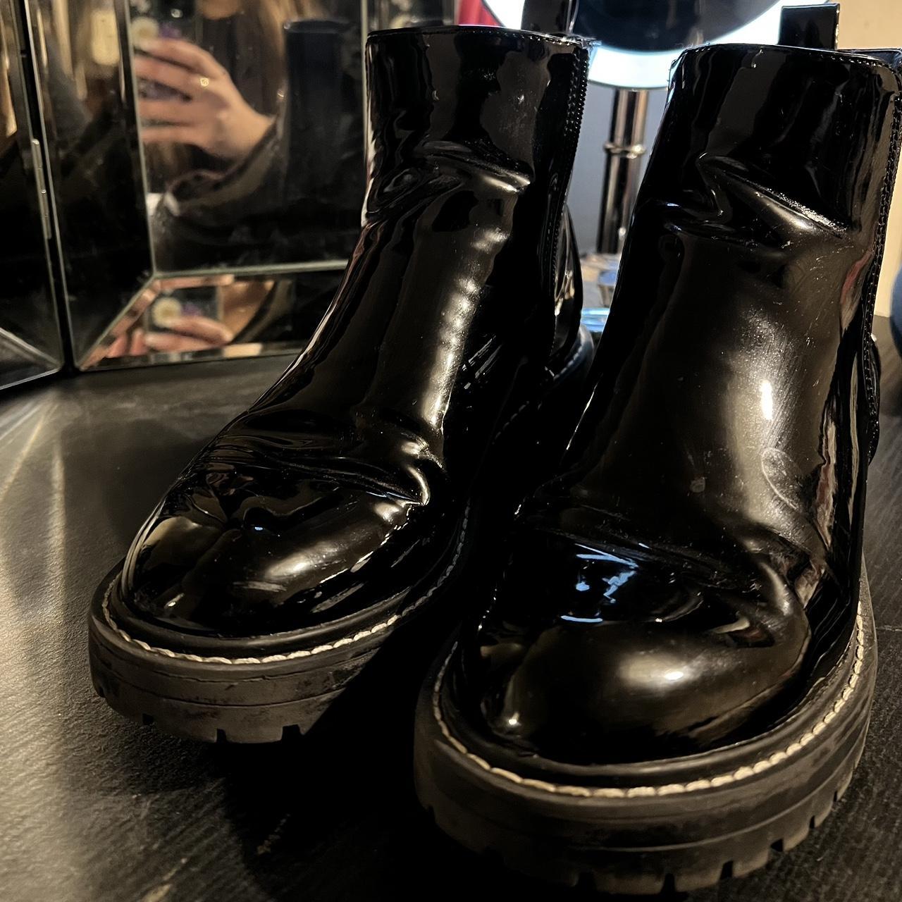 River Island Black Patent Boots Women’s size UK 4 /... - Depop River Island Black Patent Boots Women’s size UK 4 /... - Depop