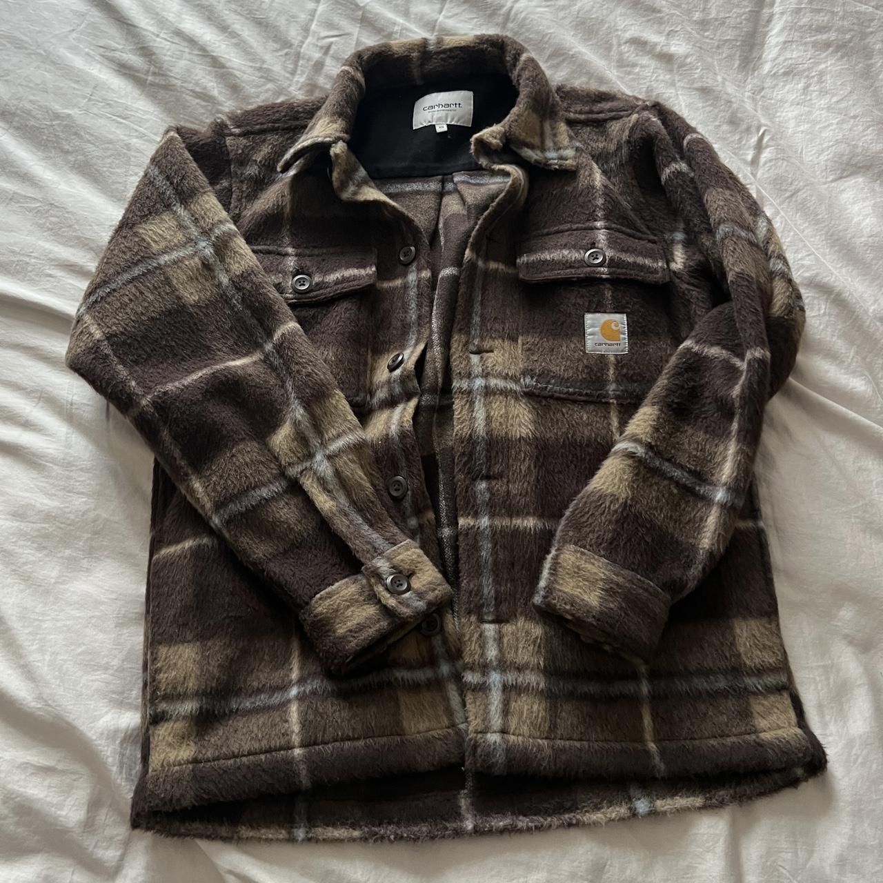 Carhartt WIP manning shacket in check brown... - Depop