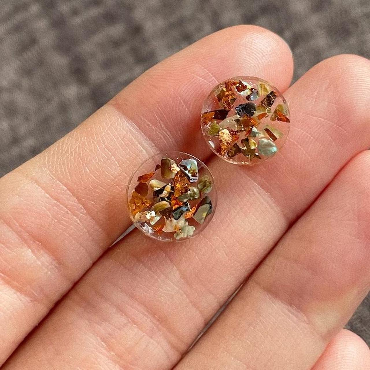 These cute small round stud earrings are made from... - Depop