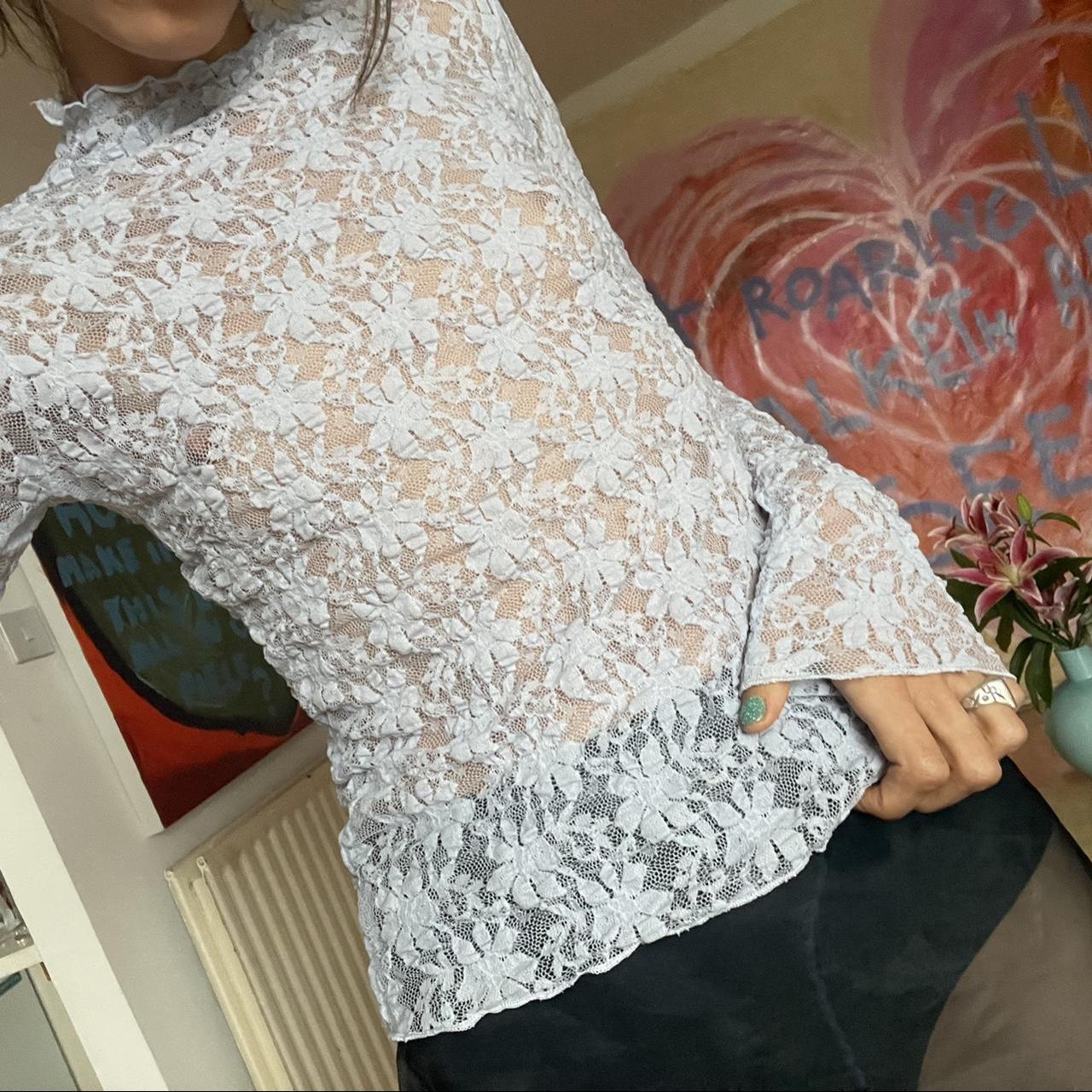 Beautiful periwinkle lace top Perf vintage... - Depop