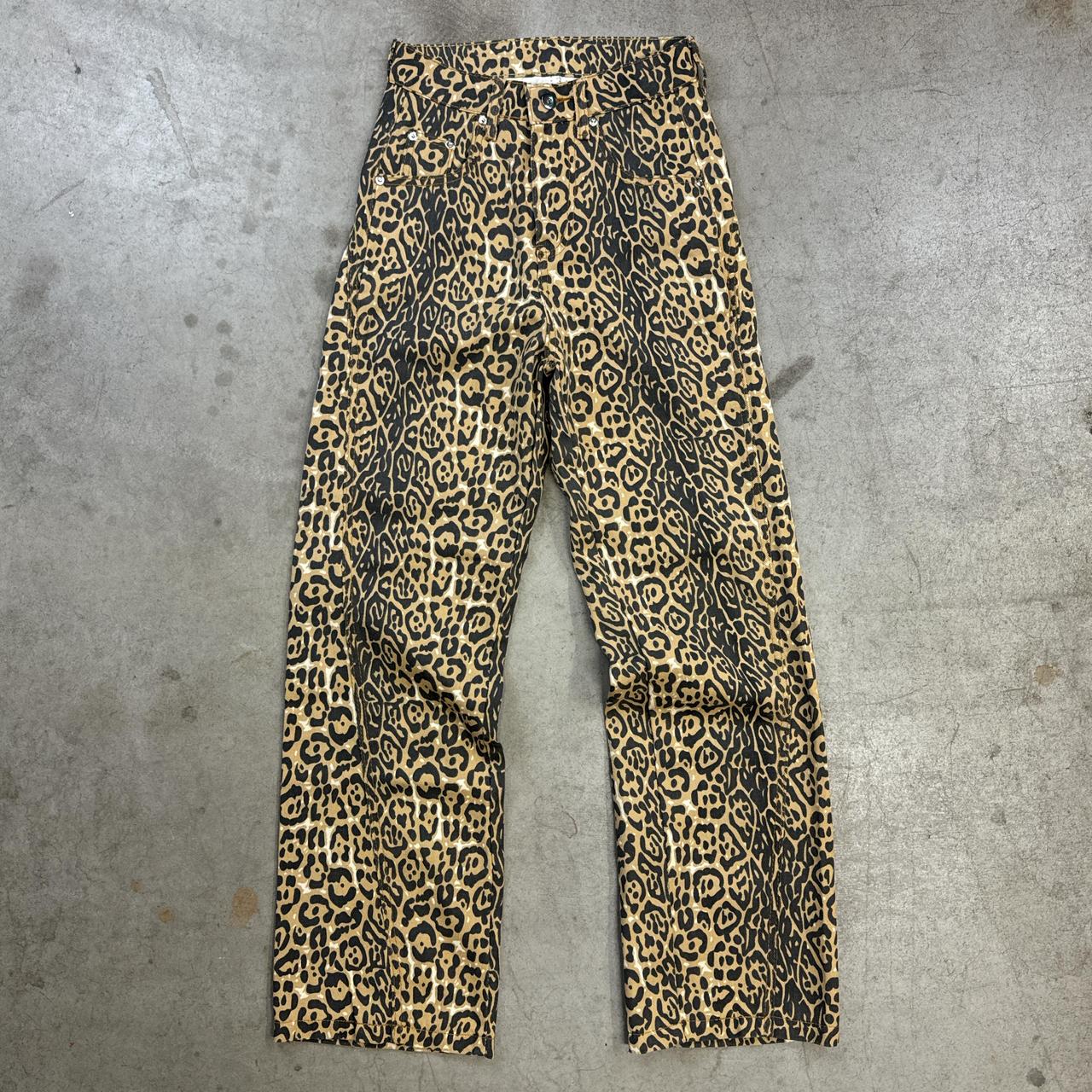 Baggy cheetah print pants with a brown and tan... - Depop