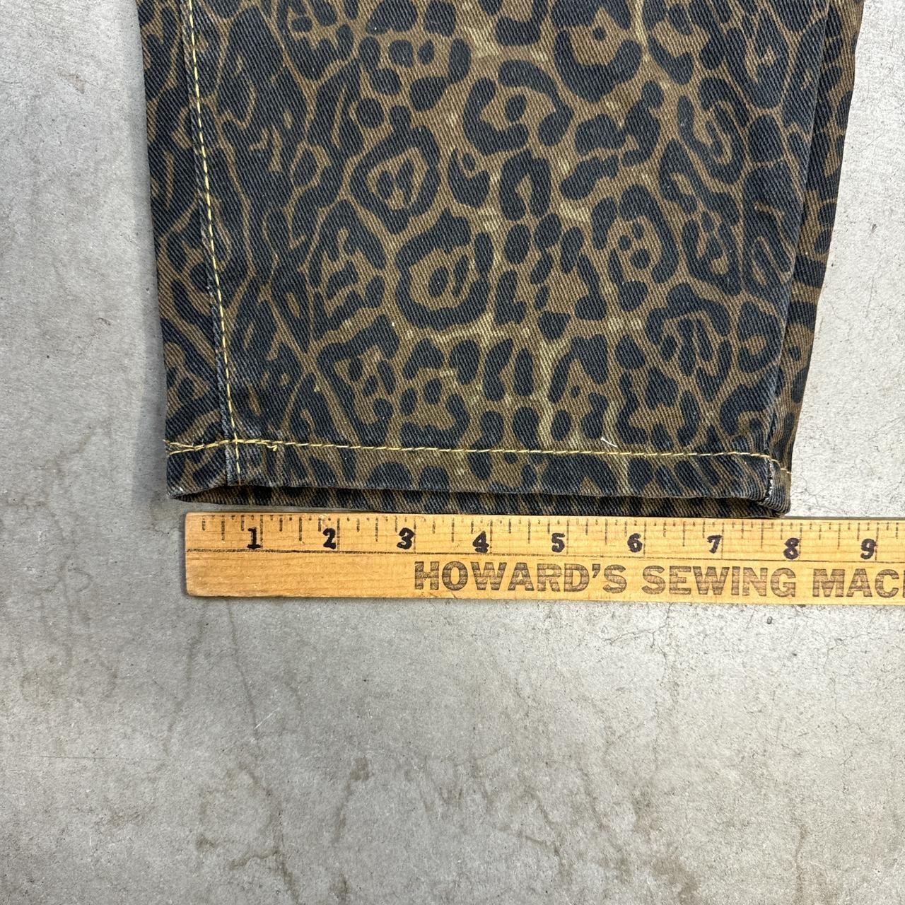 Y2K leopard print styled baggy jeans size small... - Depop