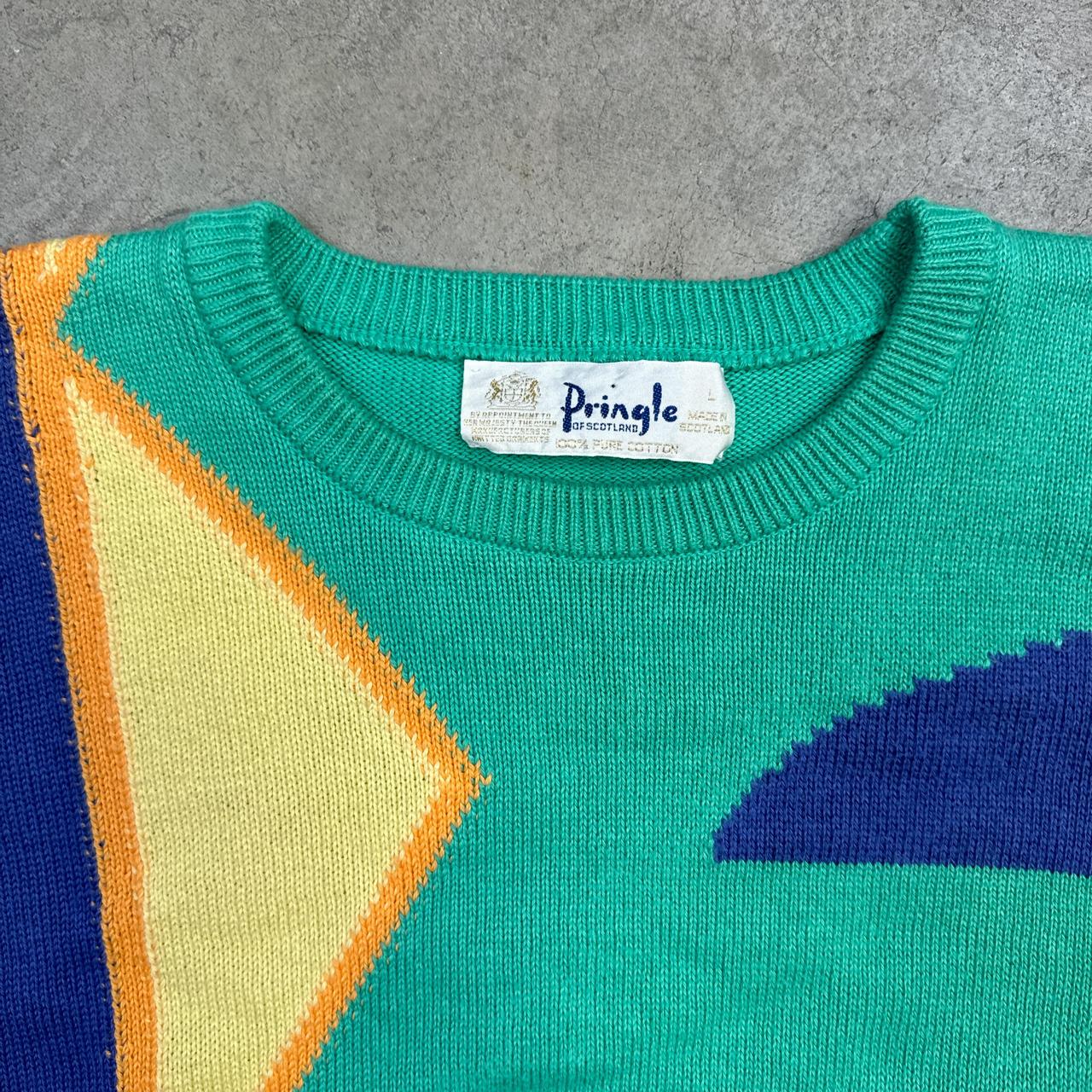 Vintage Pringle of Scotland 80s pattern design knit... - Depop