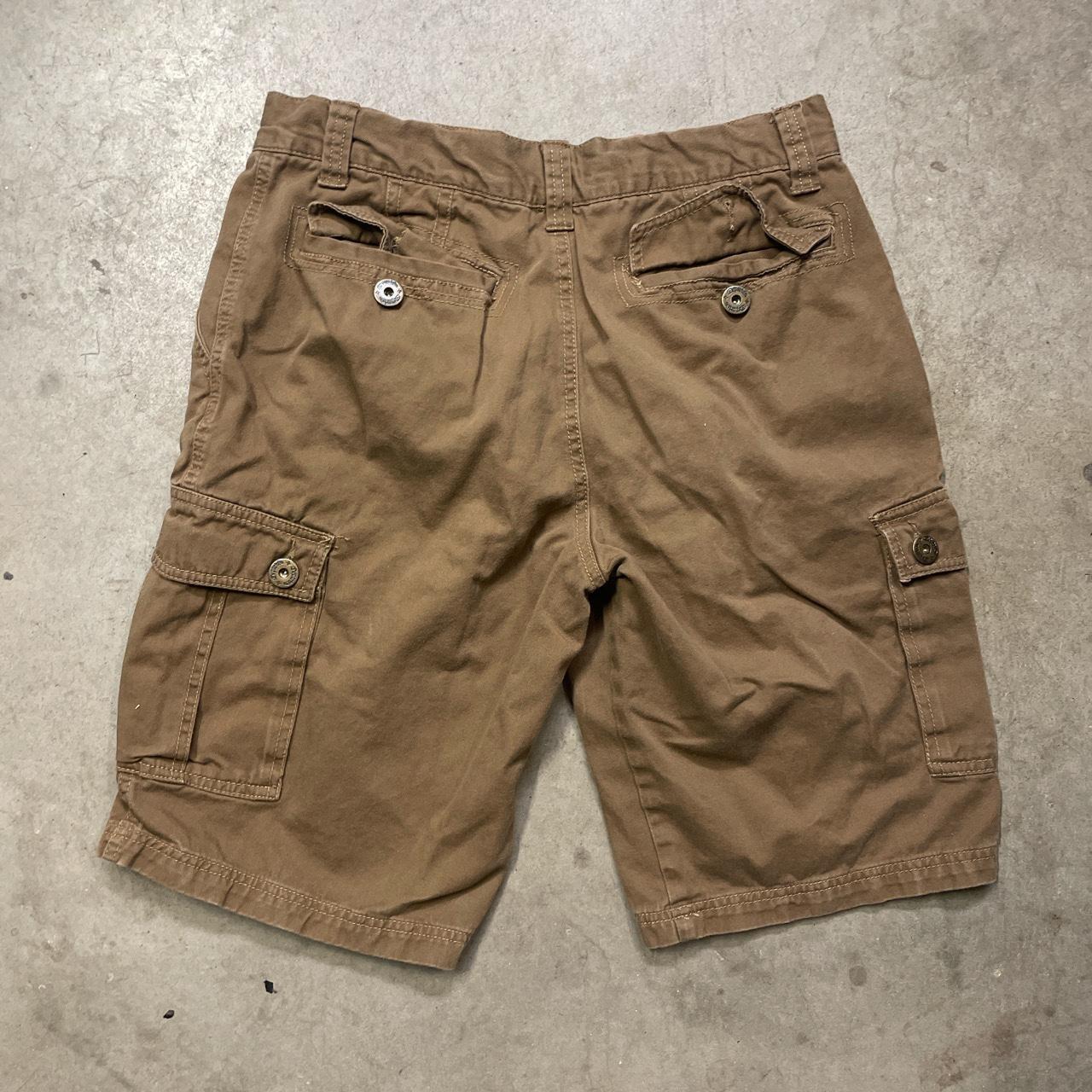 Brown cargo shorts with multiple pockets. Perfect... - Depop