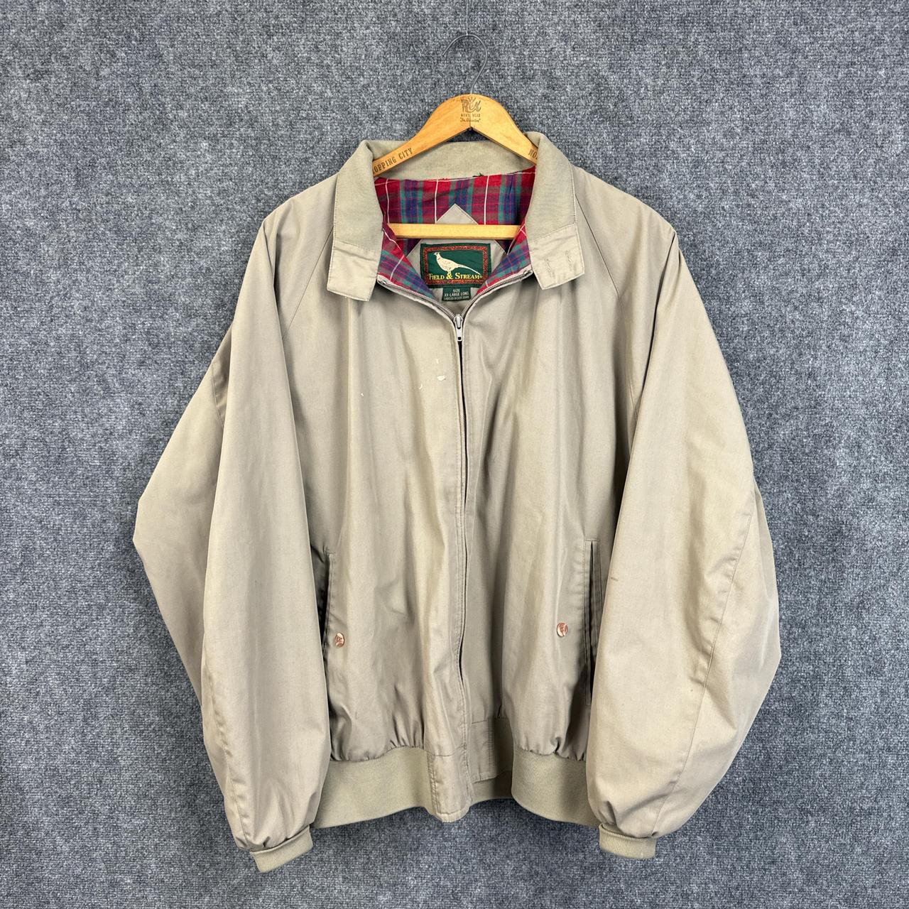 Vintage field and stream tan zip up collar jacket... - Depop