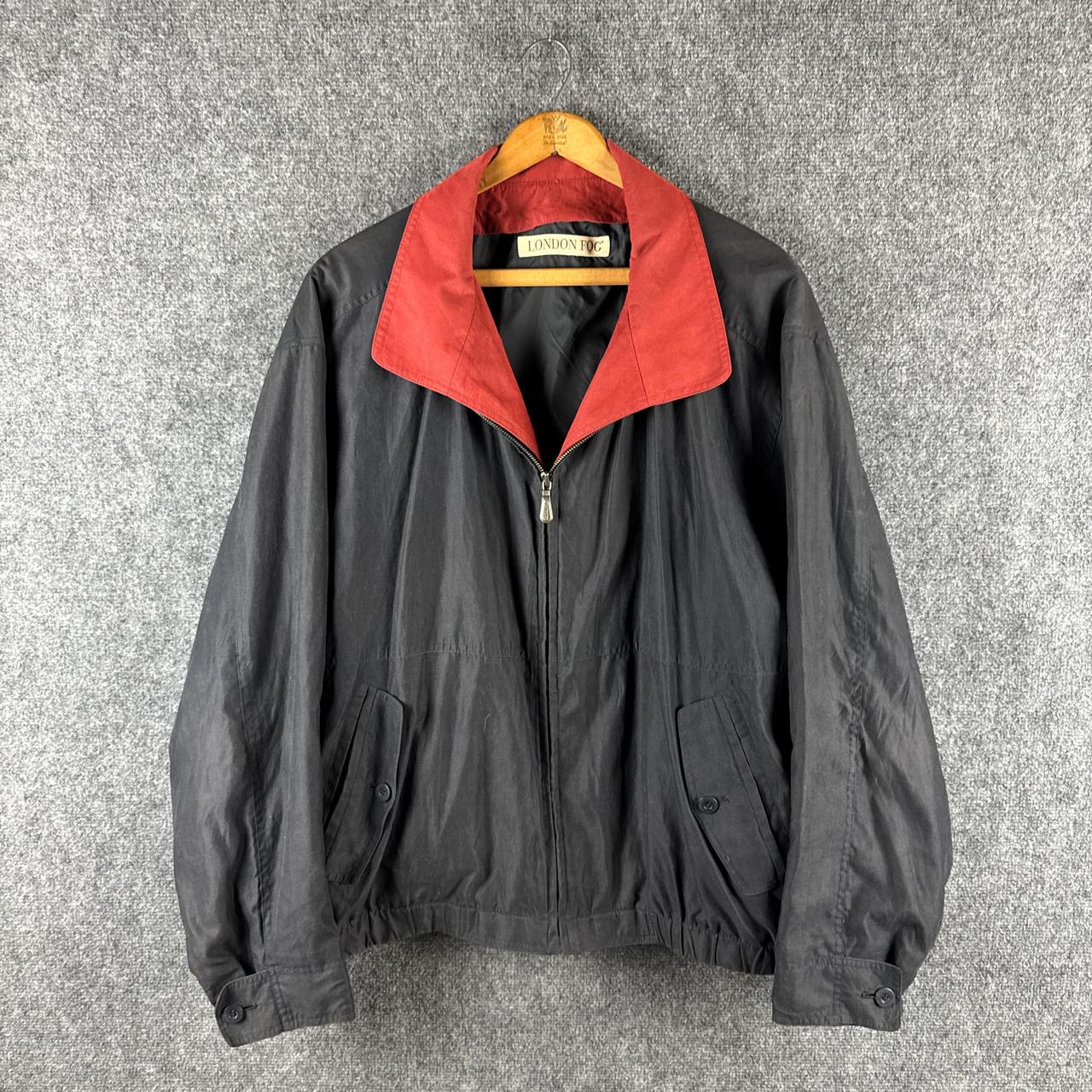 London Fog Black and Red 90s-Styled Zip-Up Jacket – ... | Depop
