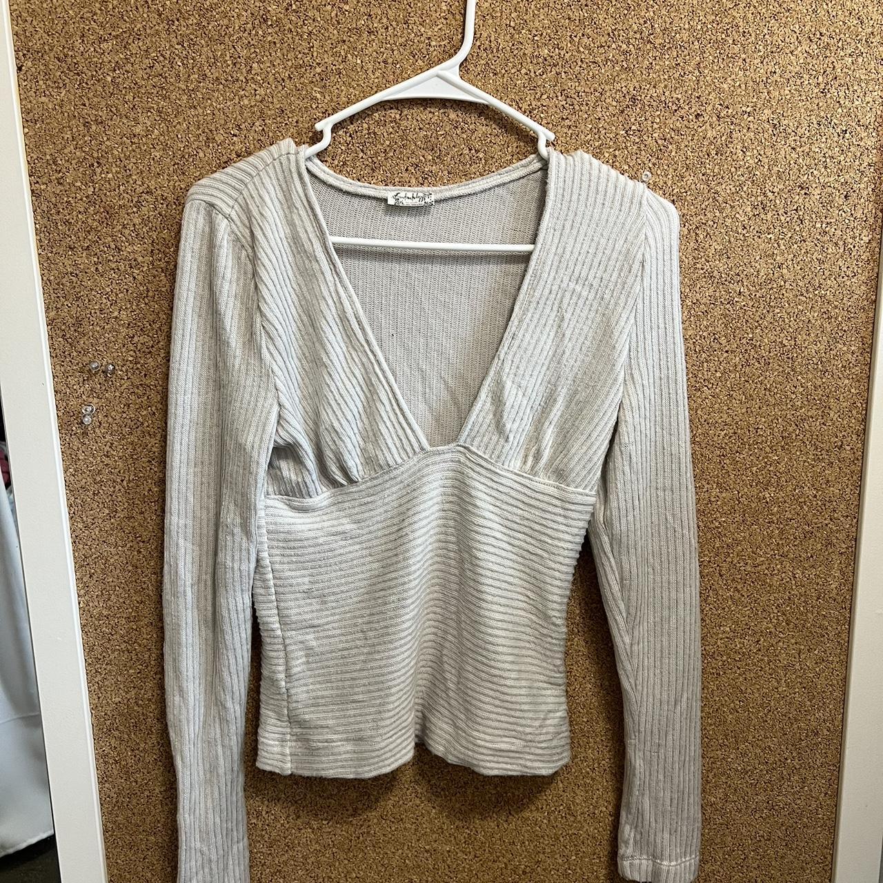 Free people plunge neck ribbed top - Depop