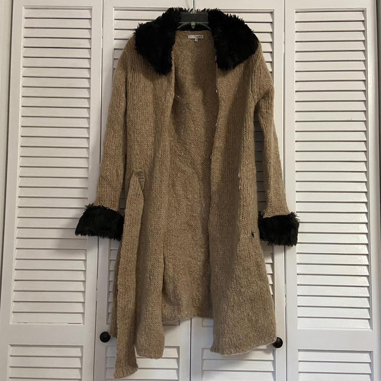 Cream Knit and Fur Button and Tie Jacket BUY ONE... - Depop