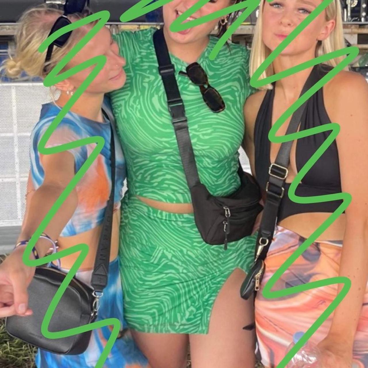 white fox “answer my calls crop green swirl” worm... | Depop