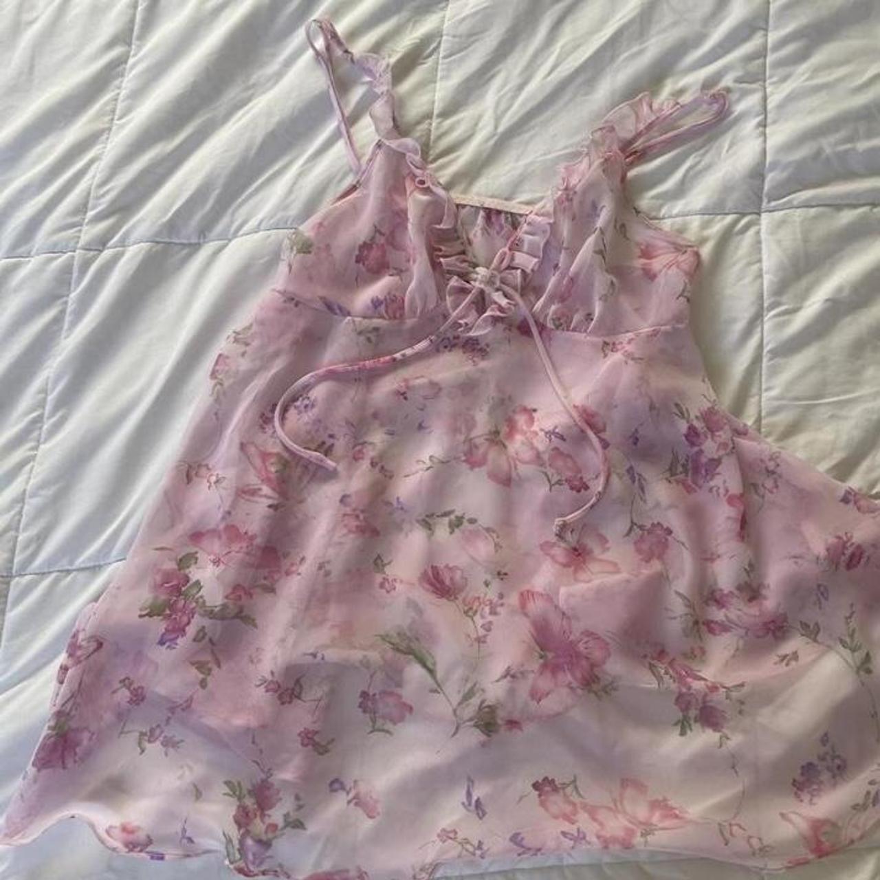 vintage floral slip dress! dainty sheer dress with a... - Depop