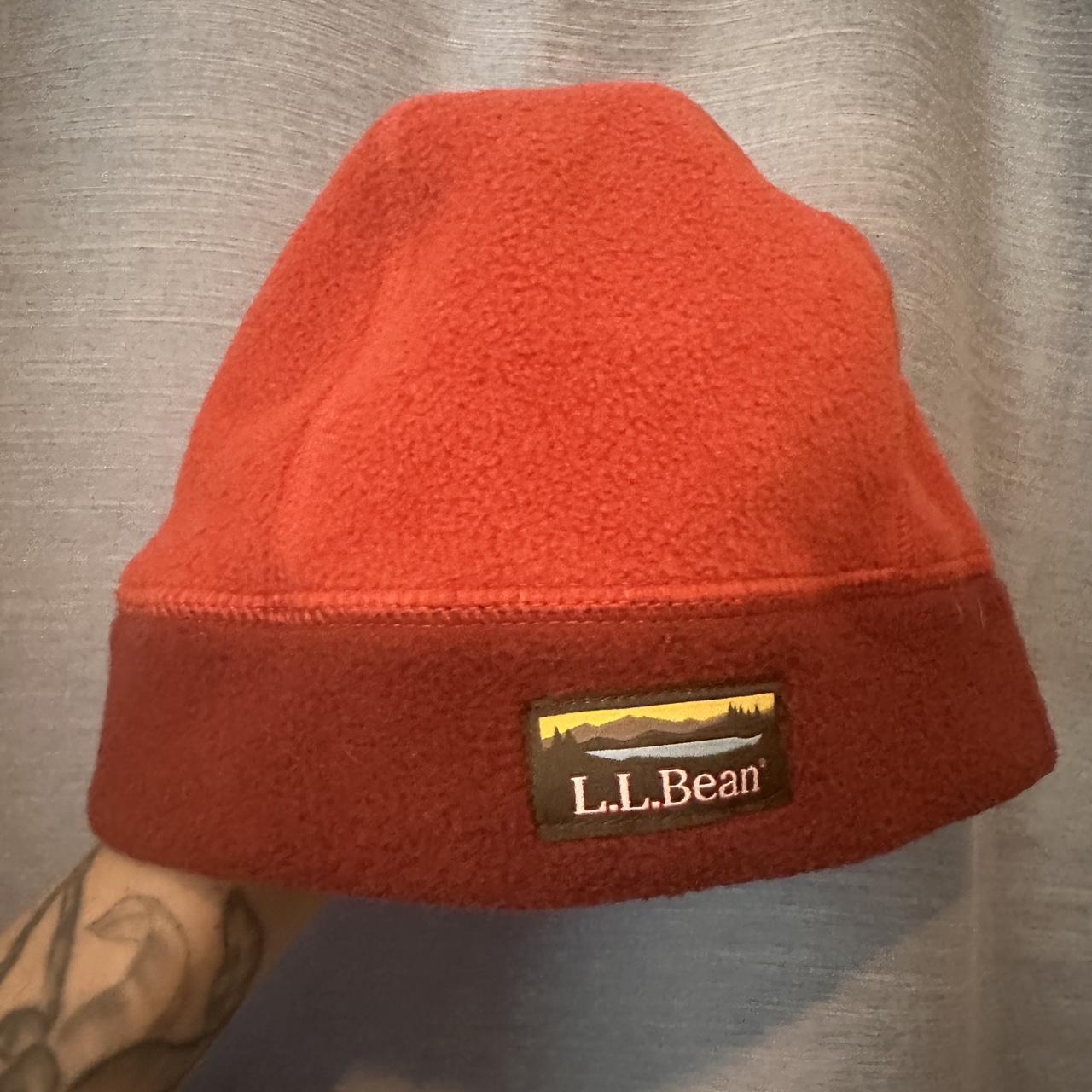 Orange LL Bean fleece hat normal sized beanie - Depop
