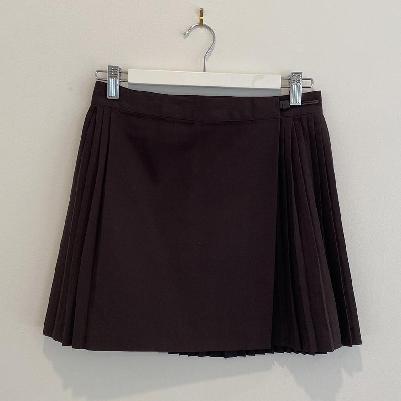 Dark Brown netball pleated skirt Girls size 14 -... - Depop