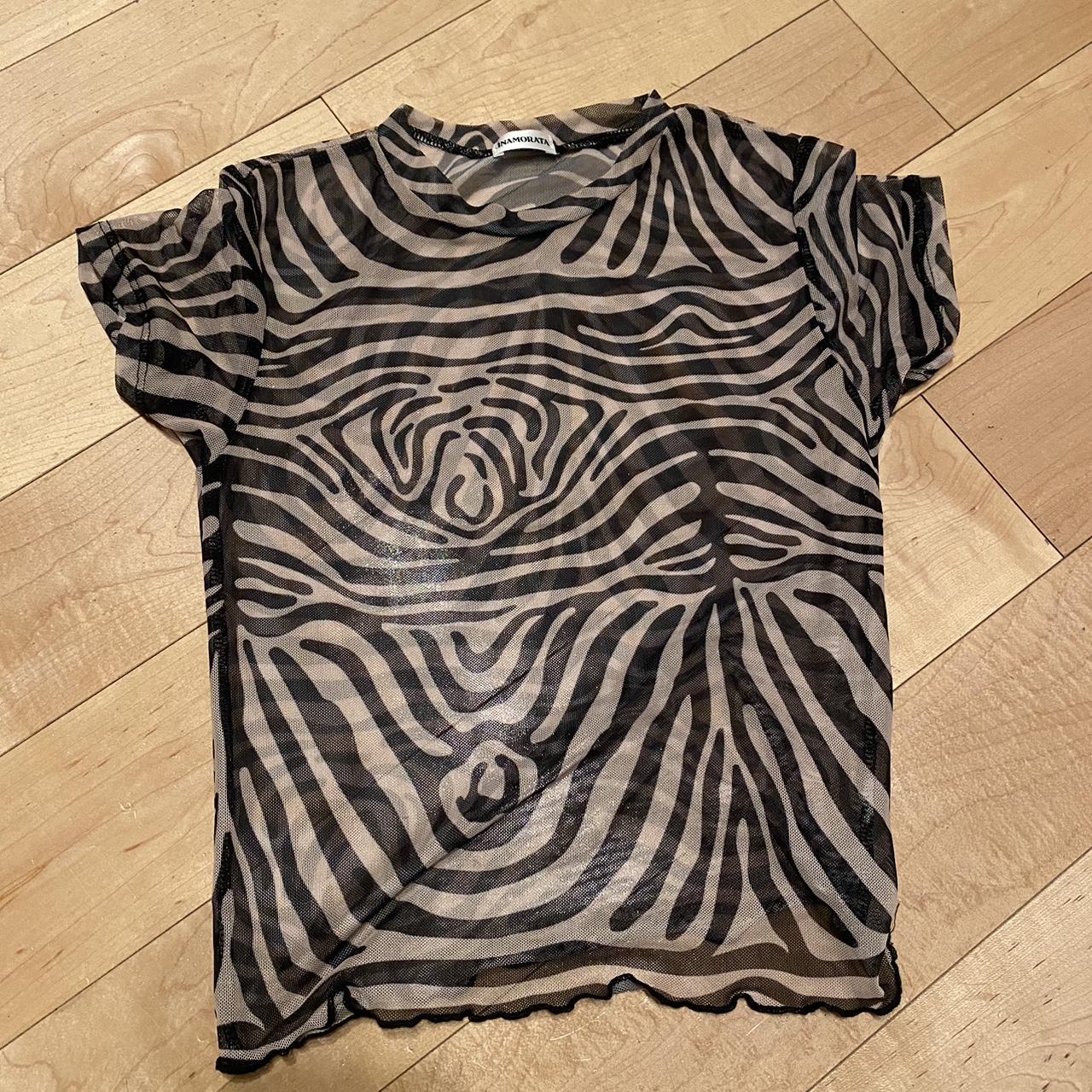 Inamorata Zebra Mesh Top I’ve never worn it! - Depop