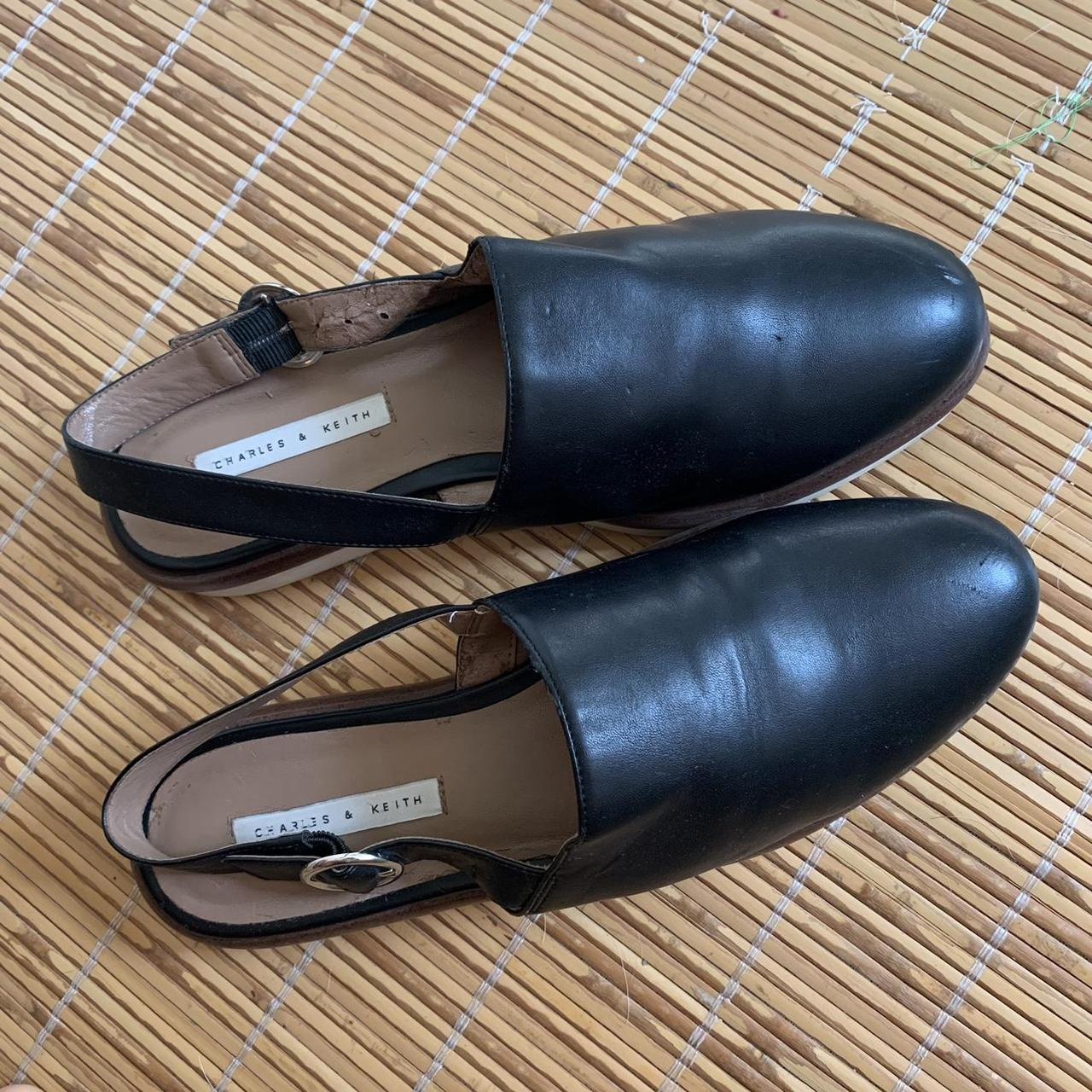 Black leather loafers Sling back style flats with... - Depop