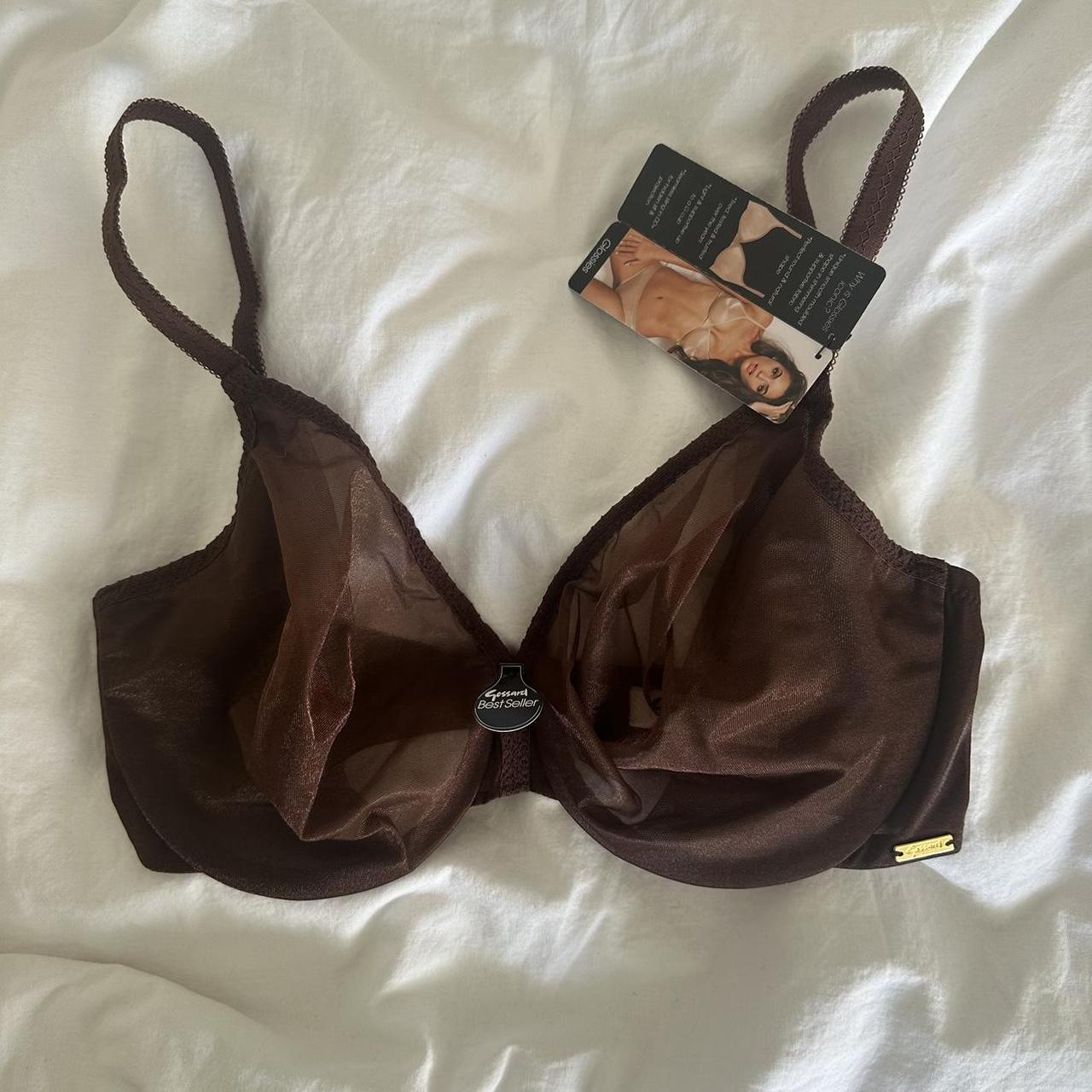 NWT sheer moulded glossies bra by gossard brown... - Depop