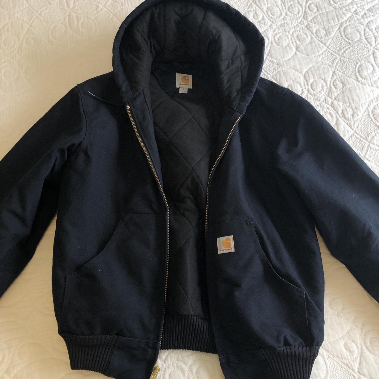 Carhartt Navy Blue Lined Hooded Jacket Size S Men’s... - Depop
