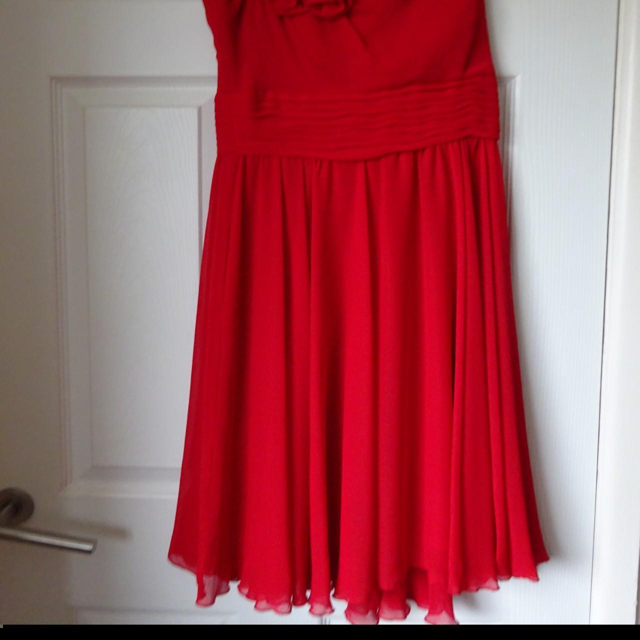 Red, one-shouldered Next dress, size 8. Fitted... - Depop