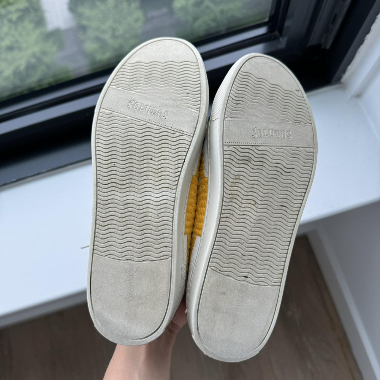 Soludos white sneakers with colorful design on the... - Depop