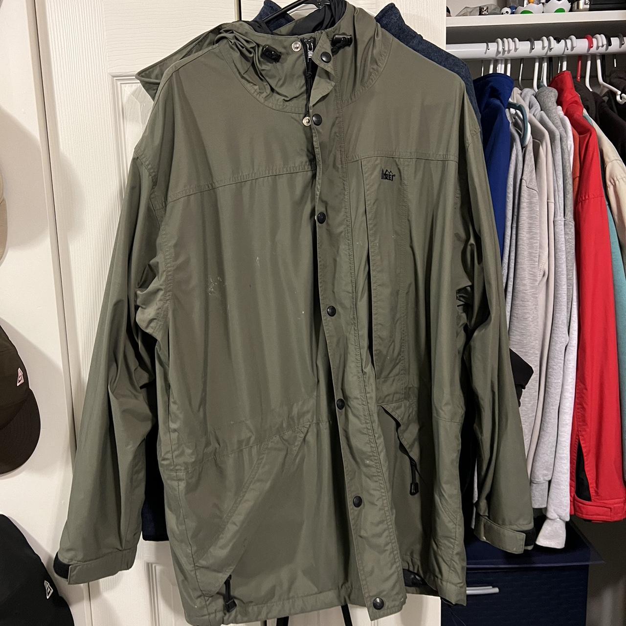 REI GREEN SHELL JACKET SIZE MEDIUM FITS LIKE A... - Depop