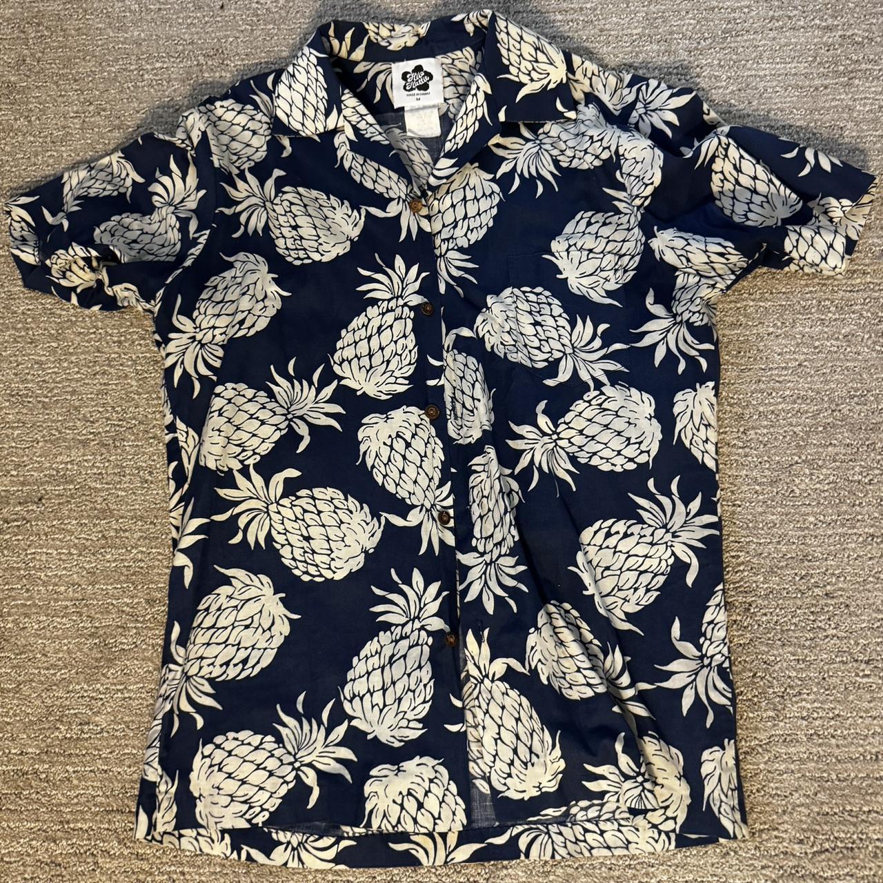 Men’s Hawaiian pineapple button up short sleeve... - Depop