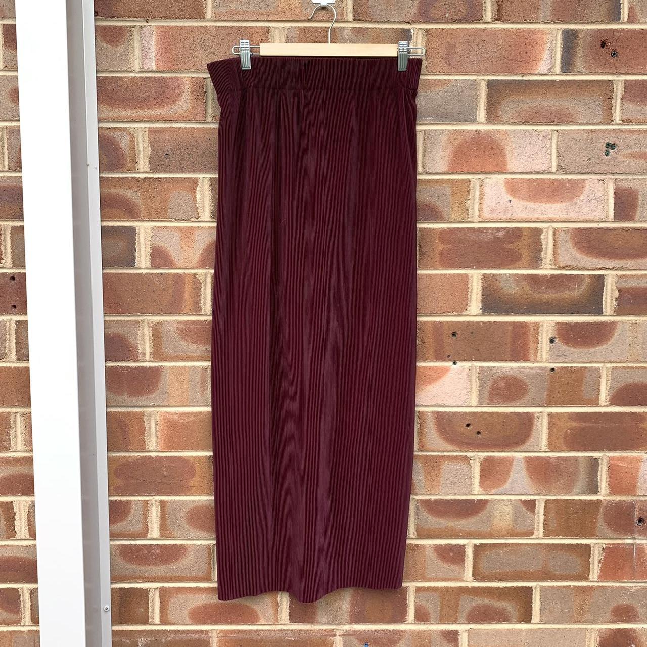 Deep red maxi skirt Body con fit Elastic waist... - Depop