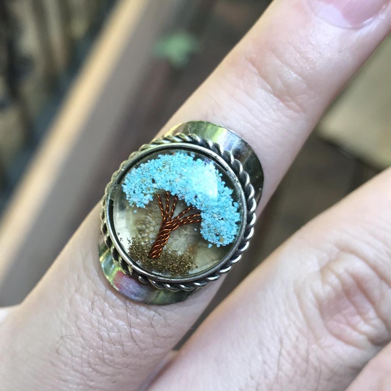 Blue tree Ring boho fairy Metal: Alpaca the... - Depop