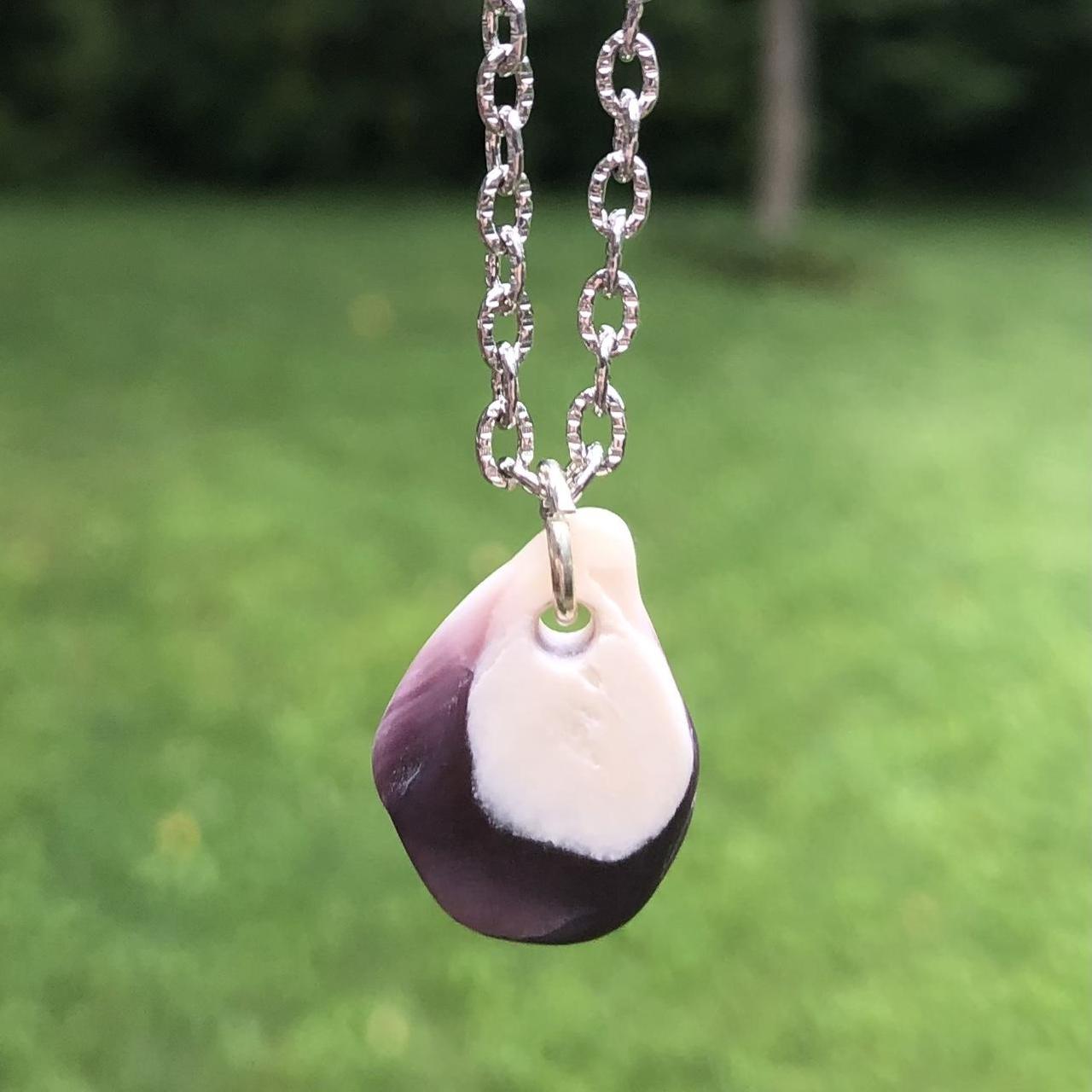 Handmade purple and white wampum shell necklace 14... - Depop