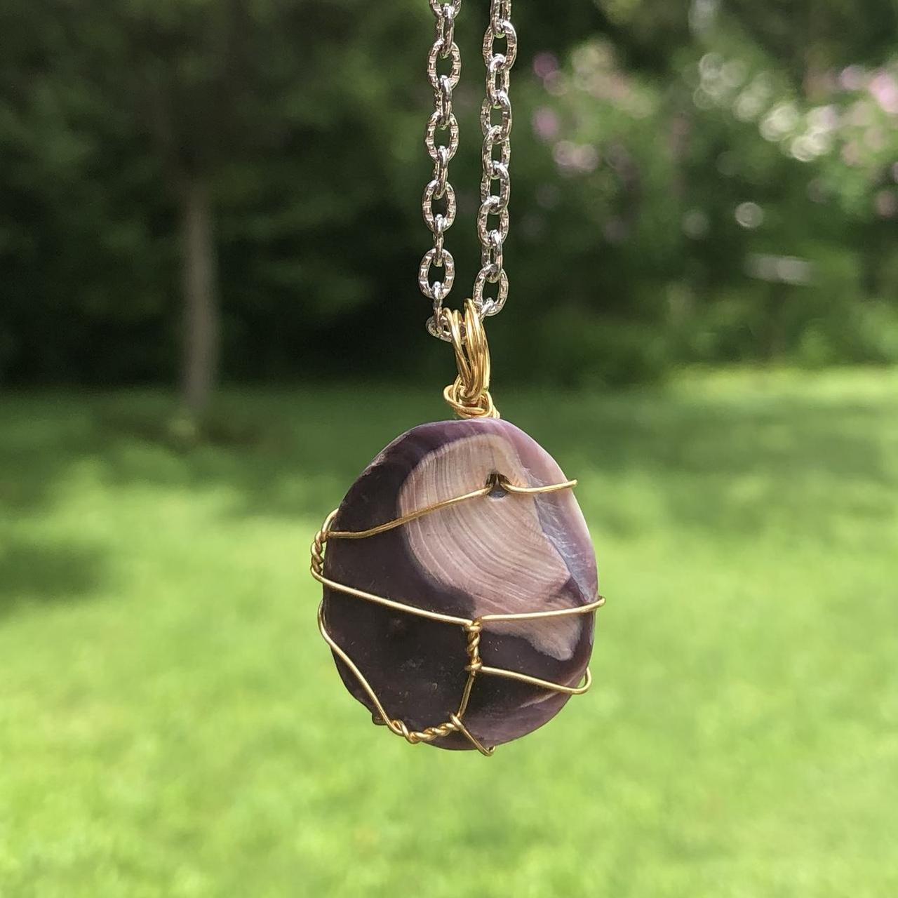 Handmade wire wrapped wampum shell necklace Shell... - Depop