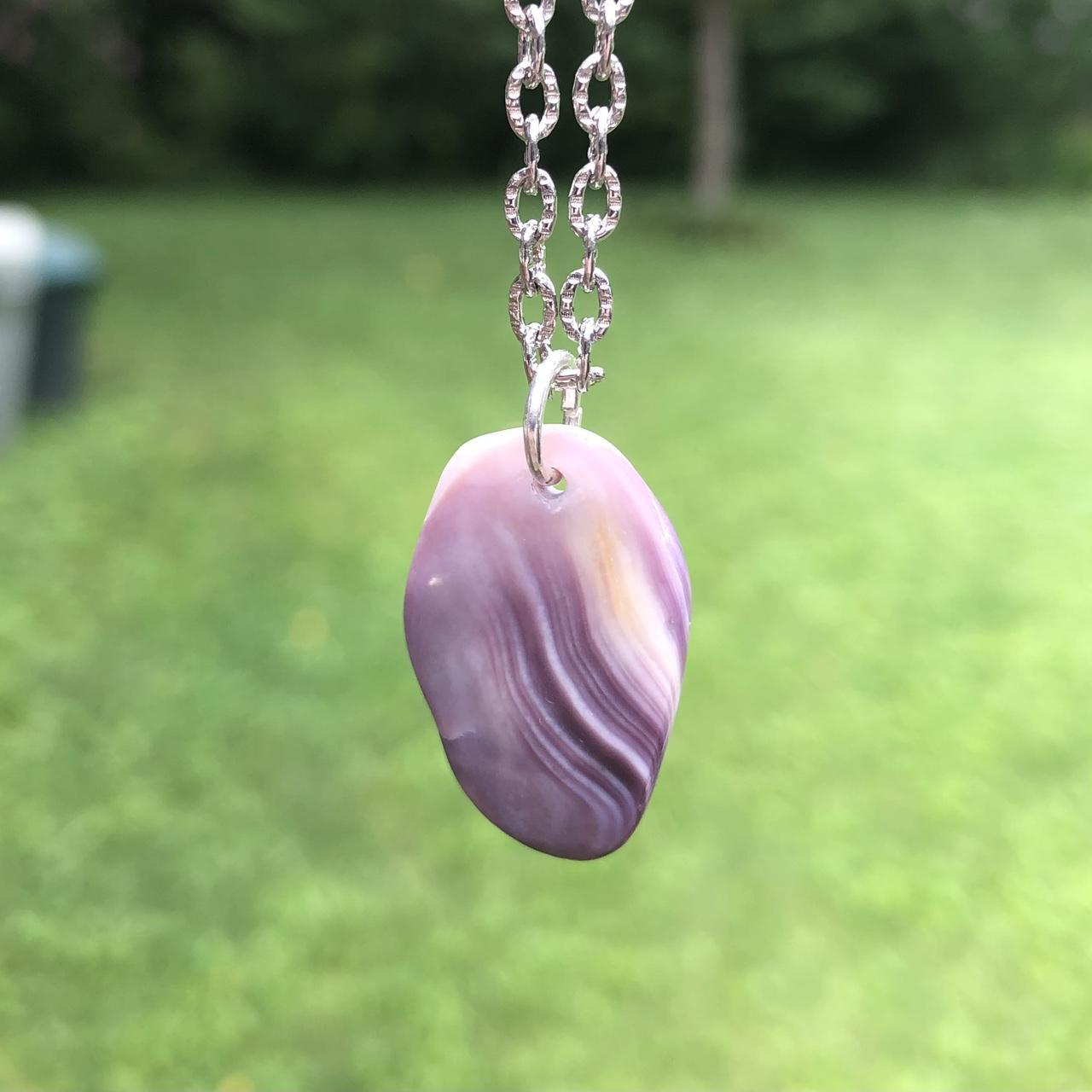 Handmade purple and white wampum shell necklace 14... - Depop