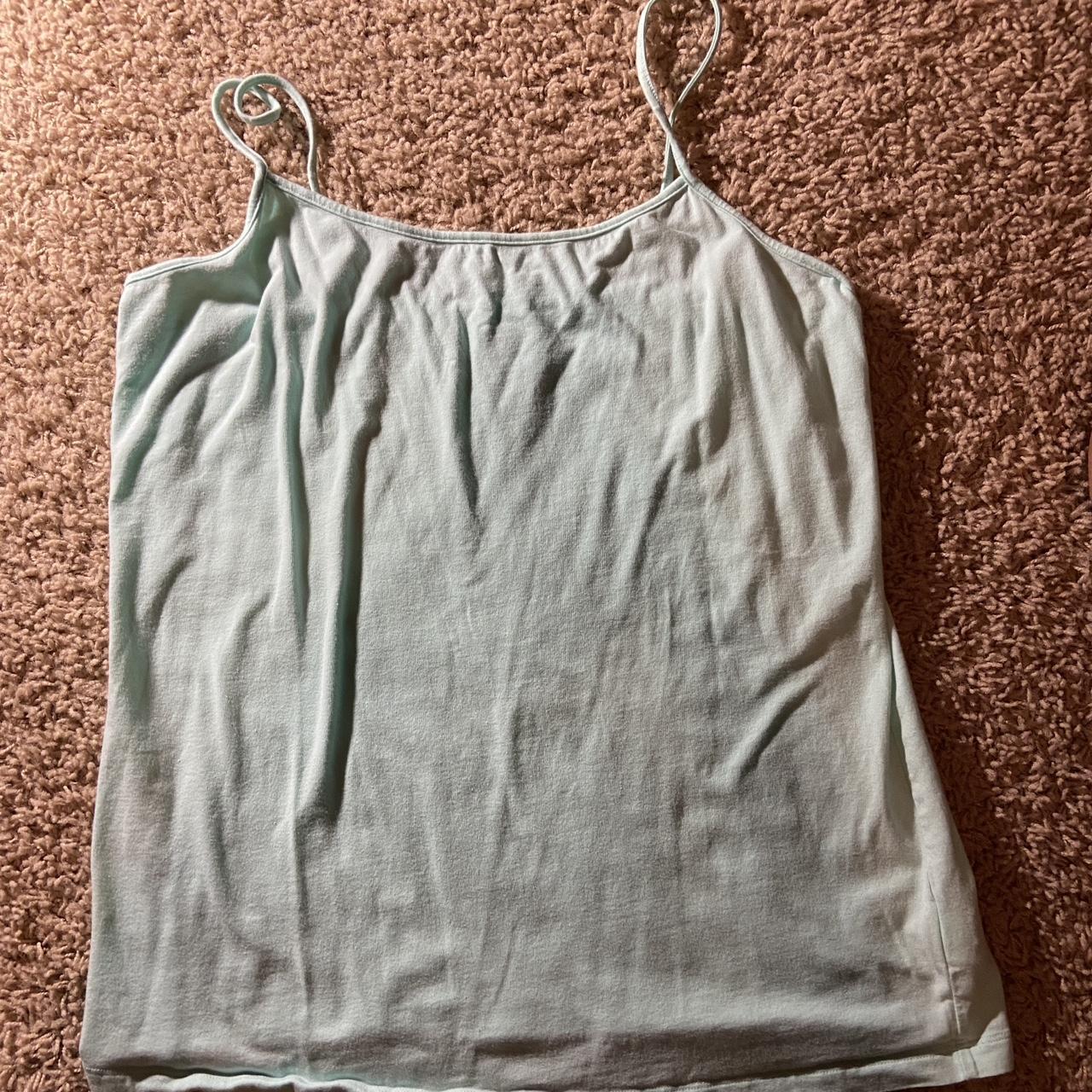 light blue spaghetti-strap top - Depop