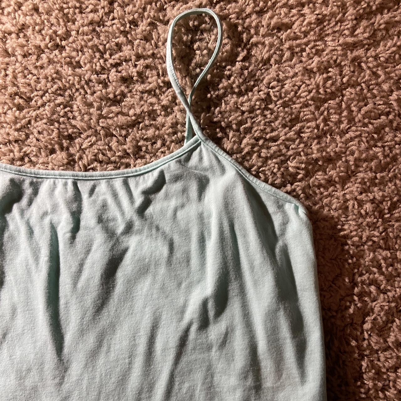 light blue spaghetti-strap top - Depop