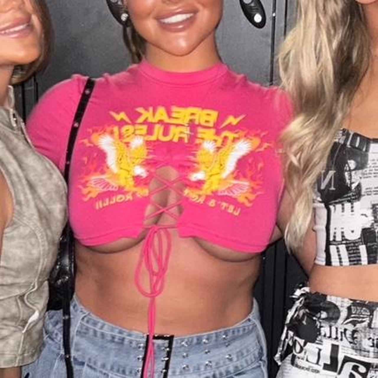 Pink Underboob Crop Top Underboob Croptop Tshirt Depop