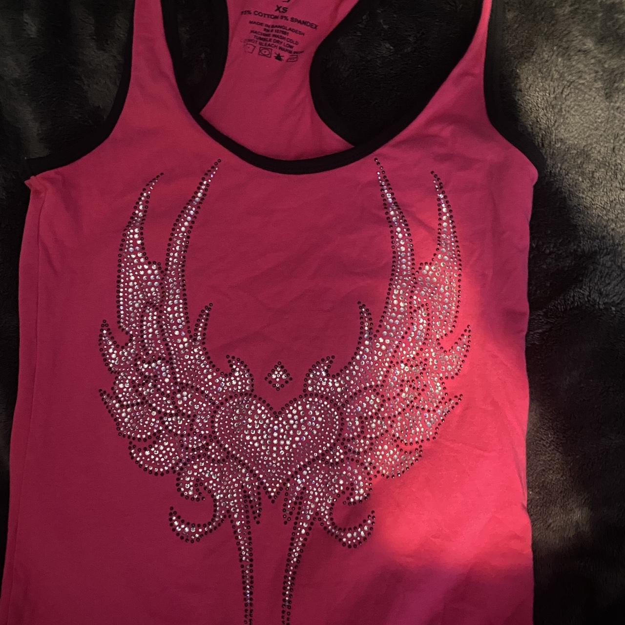 y2k bedazzled tank top hot pink & so sexyyyy... - Depop