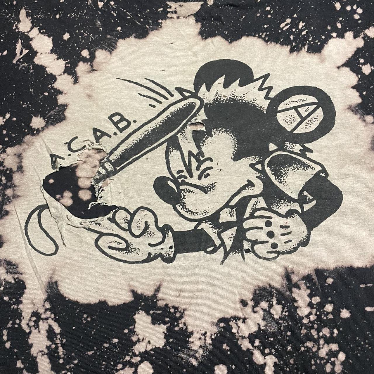 ADDICTED TO CHAOS ACAB MICKEY BLEACH WASHED PRETTY... - Depop