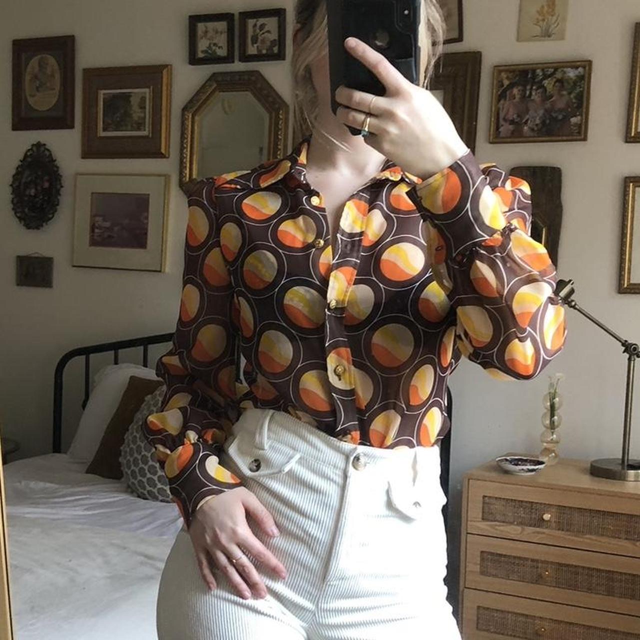 Vintage 70s button down! Sheer top slightly see... - Depop