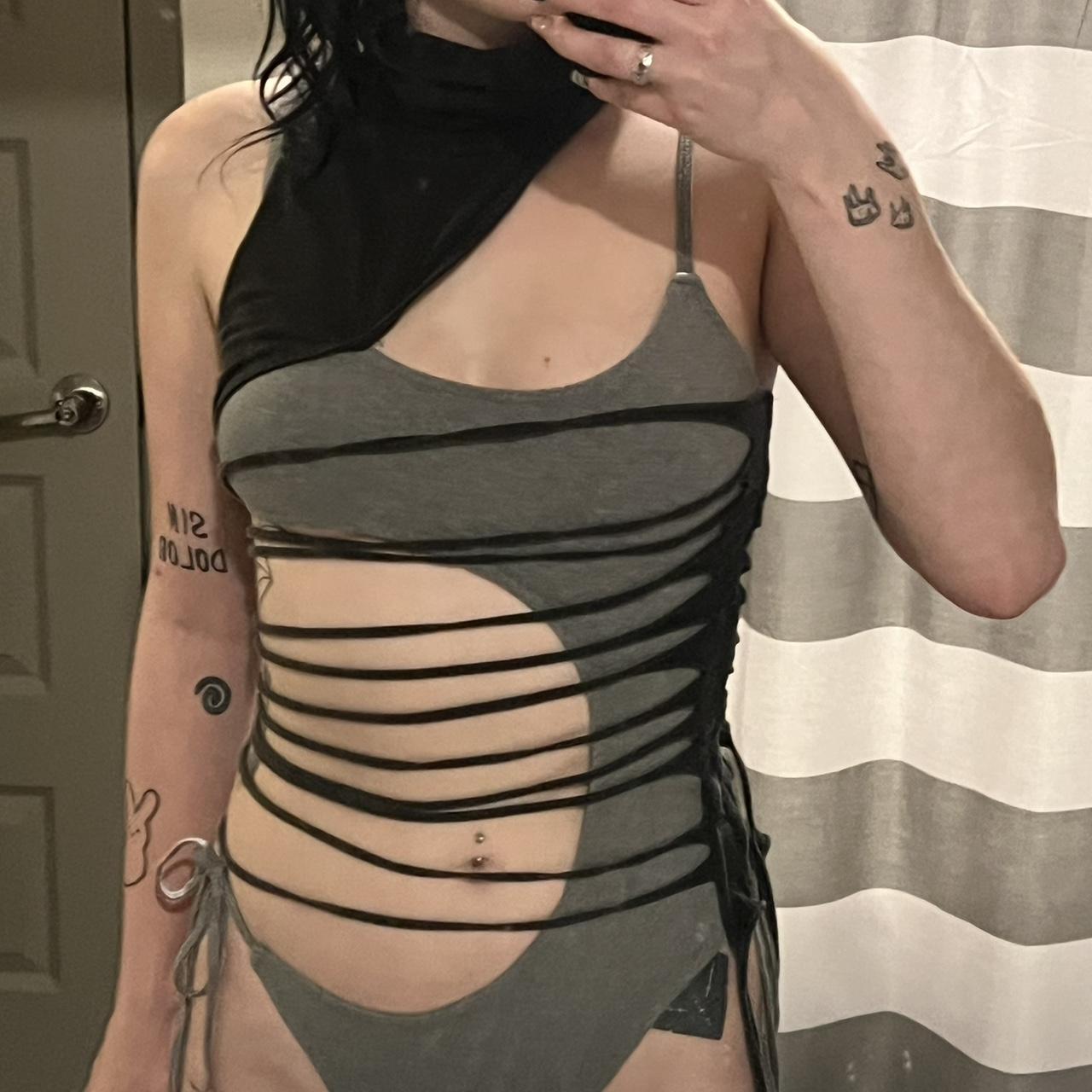 ⋆⭒˚.⋆DollsKill Darker Wavs Shredded Bodysuit... - Depop