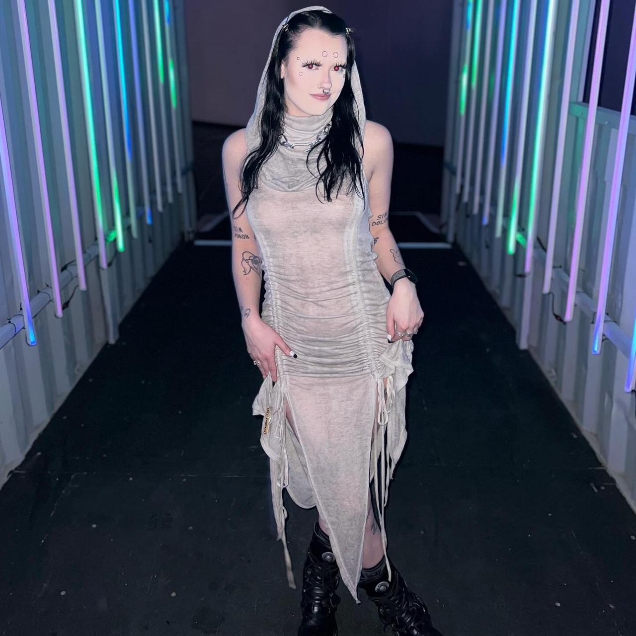 ⋆⭒˚.⋆Dolls Kill Darker Wavs Fader Hooded Slip... - Depop