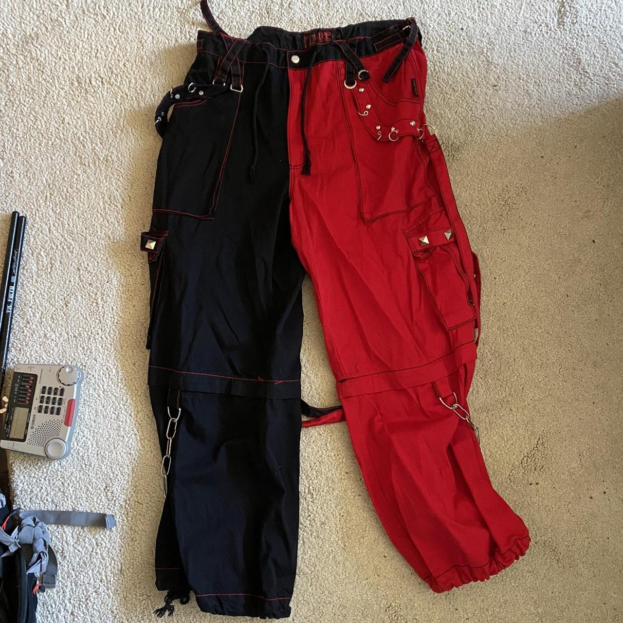 Tripp NYC Men's Black and Red Trousers | Depop