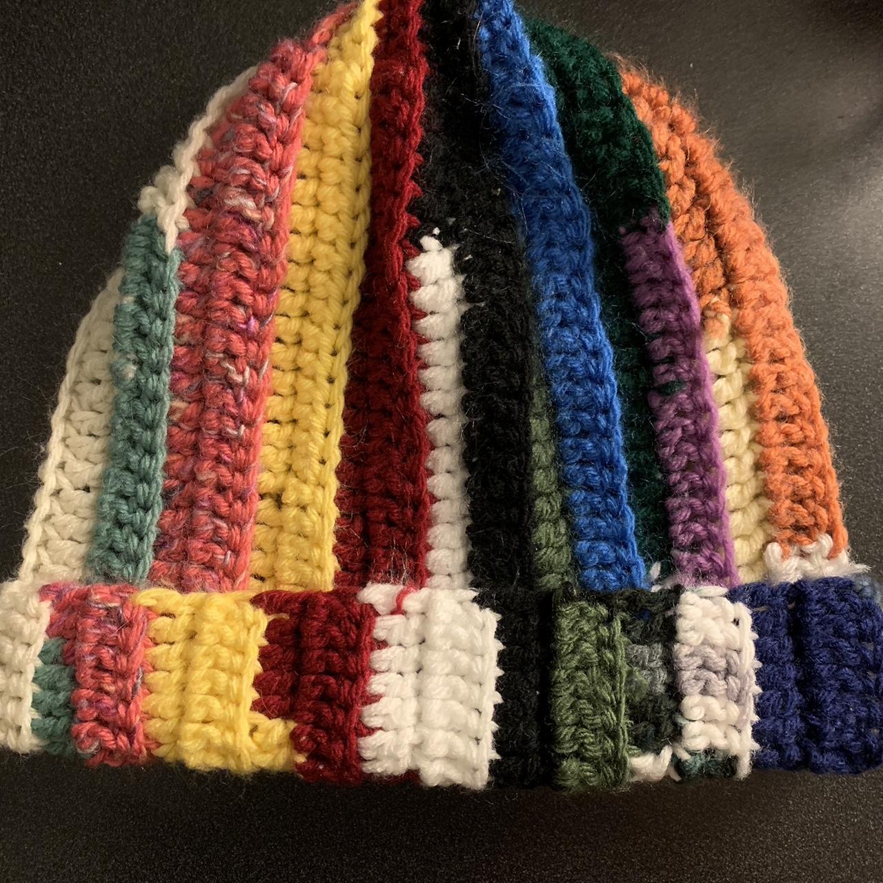 crochet scrap beanie ((: the seam is visible but i... - Depop
