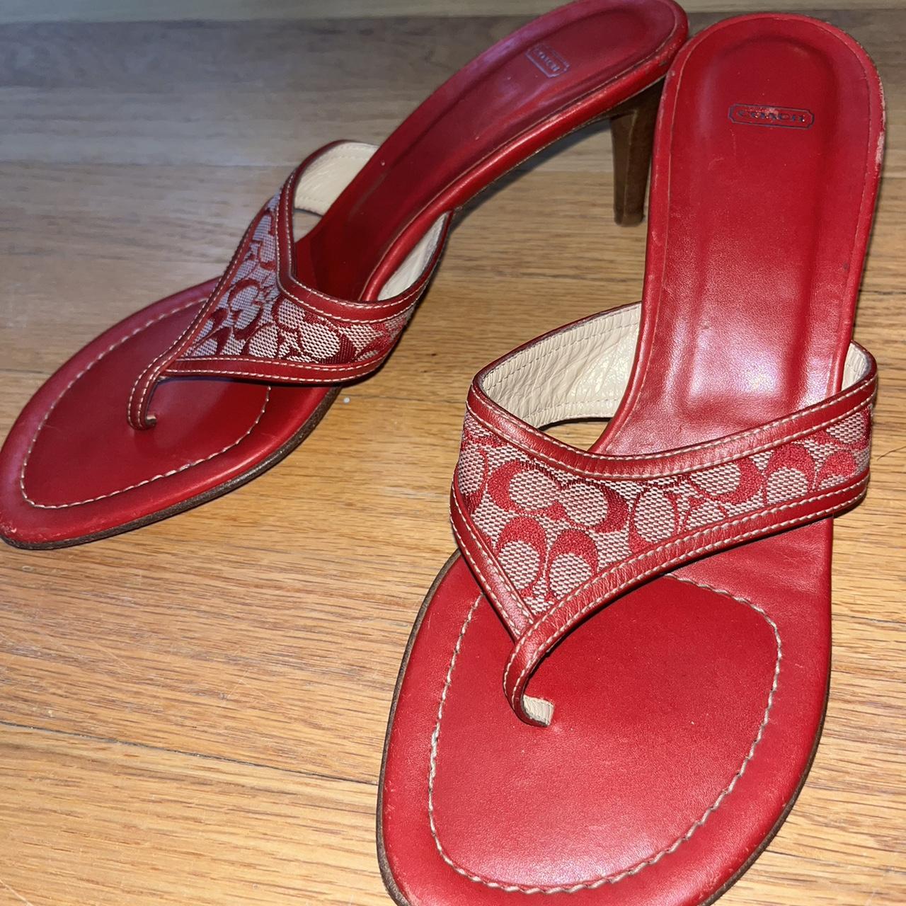 Monogram Red Coach Kitten Heels size 9 🍒💋 *same or... - Depop