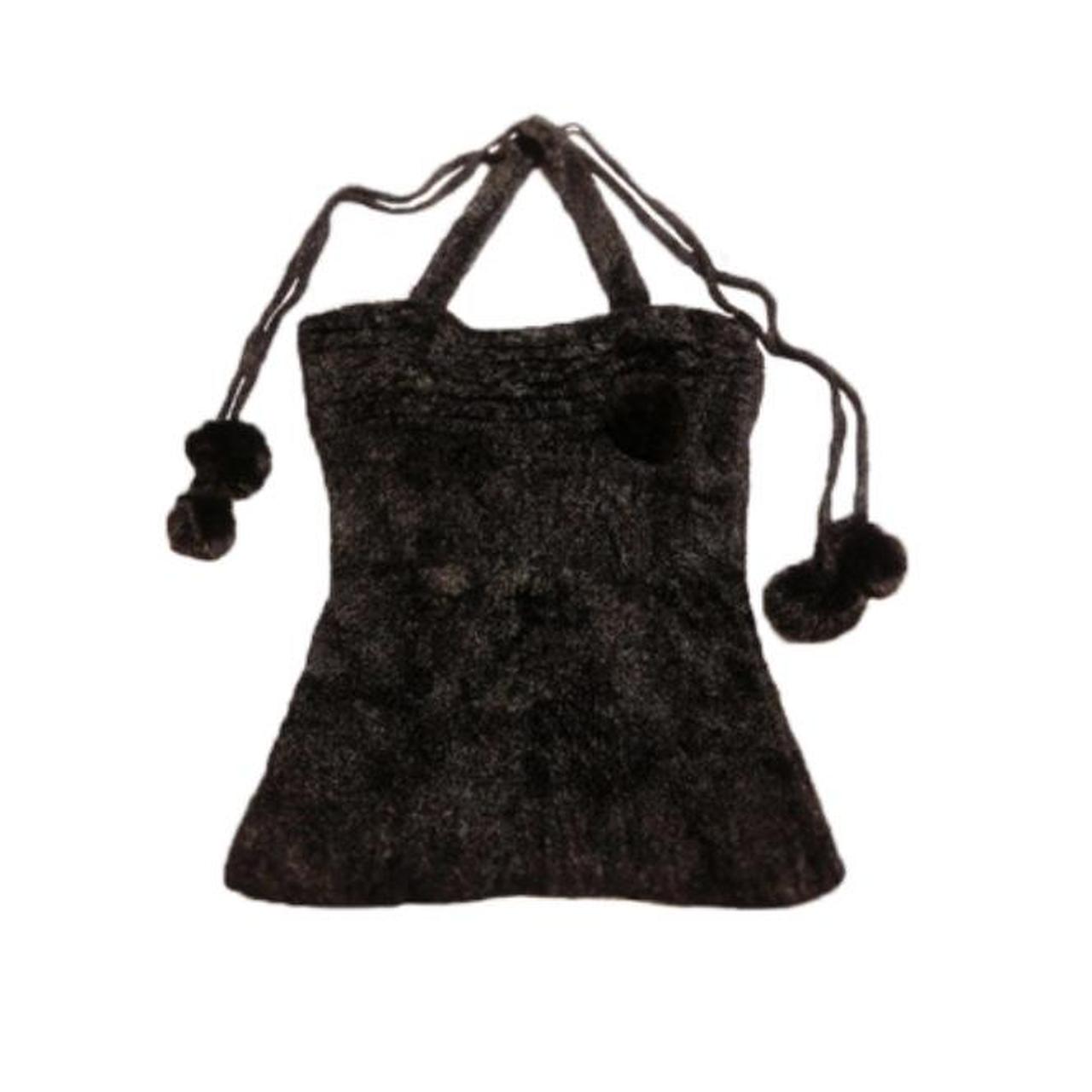 Black Gyaru Fuzzy Top w/ Self-Tie Pom Poms Can be... - Depop