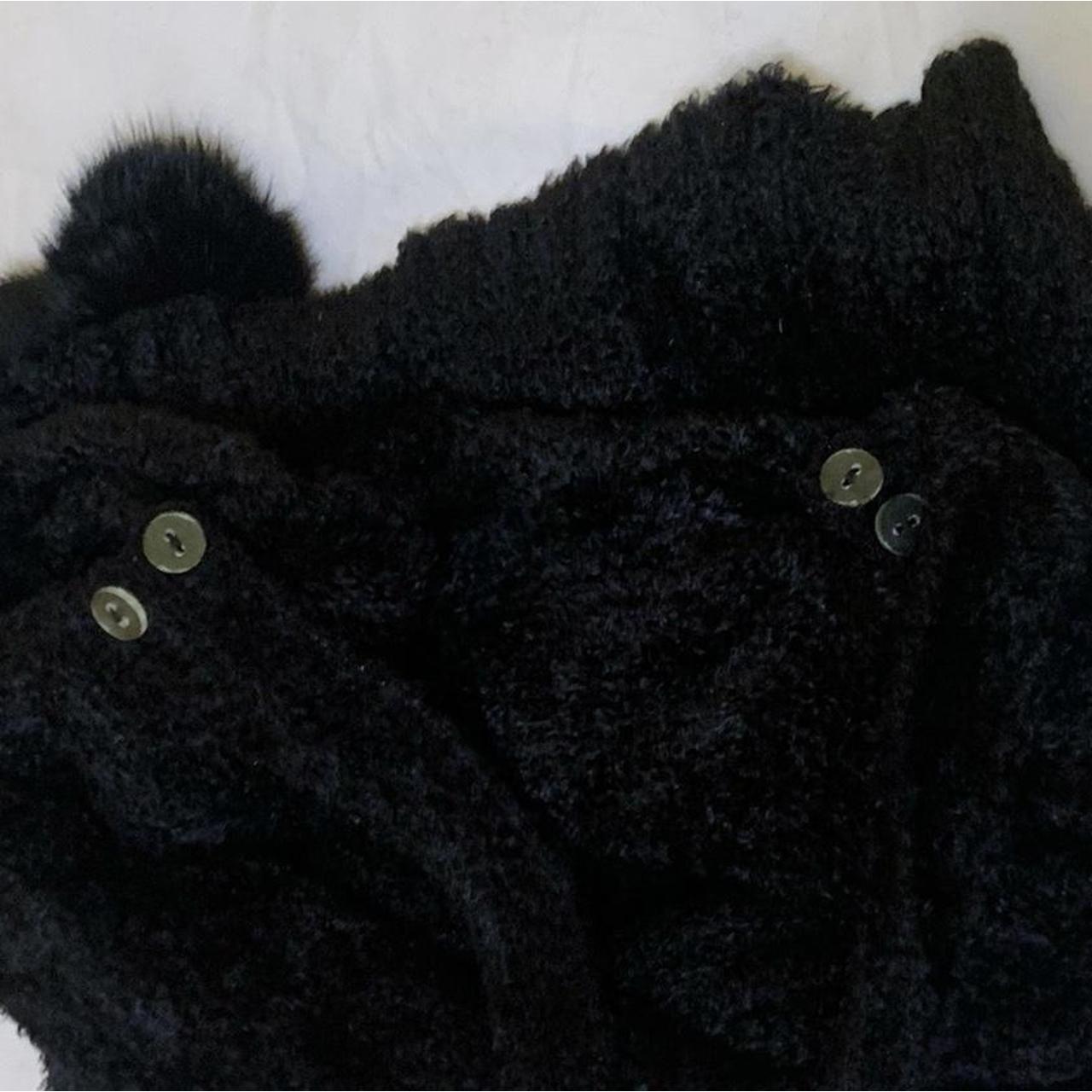 Black Gyaru Fuzzy Top w/ Self-Tie Pom Poms Can be... - Depop