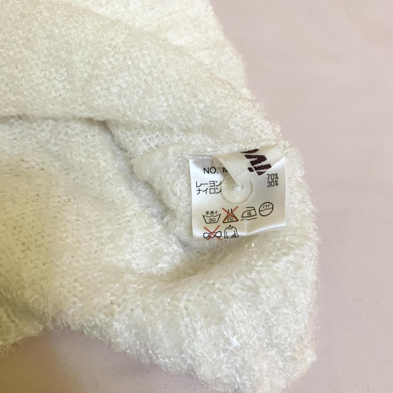 White Gyaru Fuzzy Top w/ Self-Tie Pom Poms Can be... - Depop