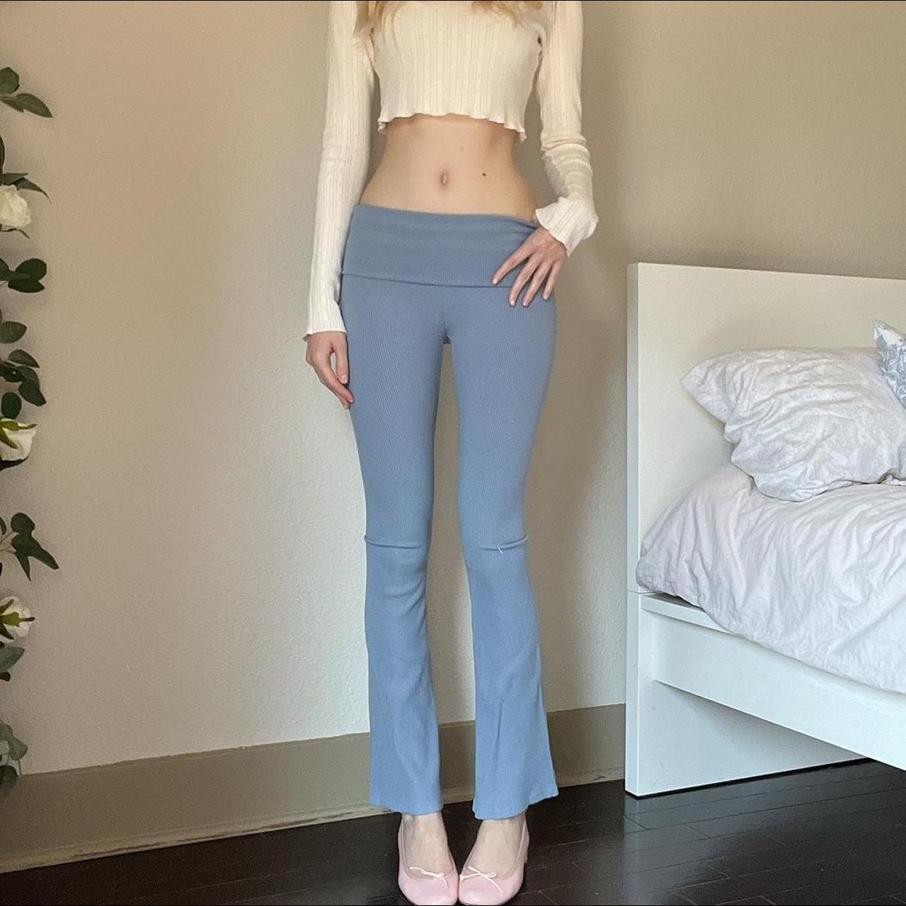 low rise flare yoga lounge pants -muted... - Depop