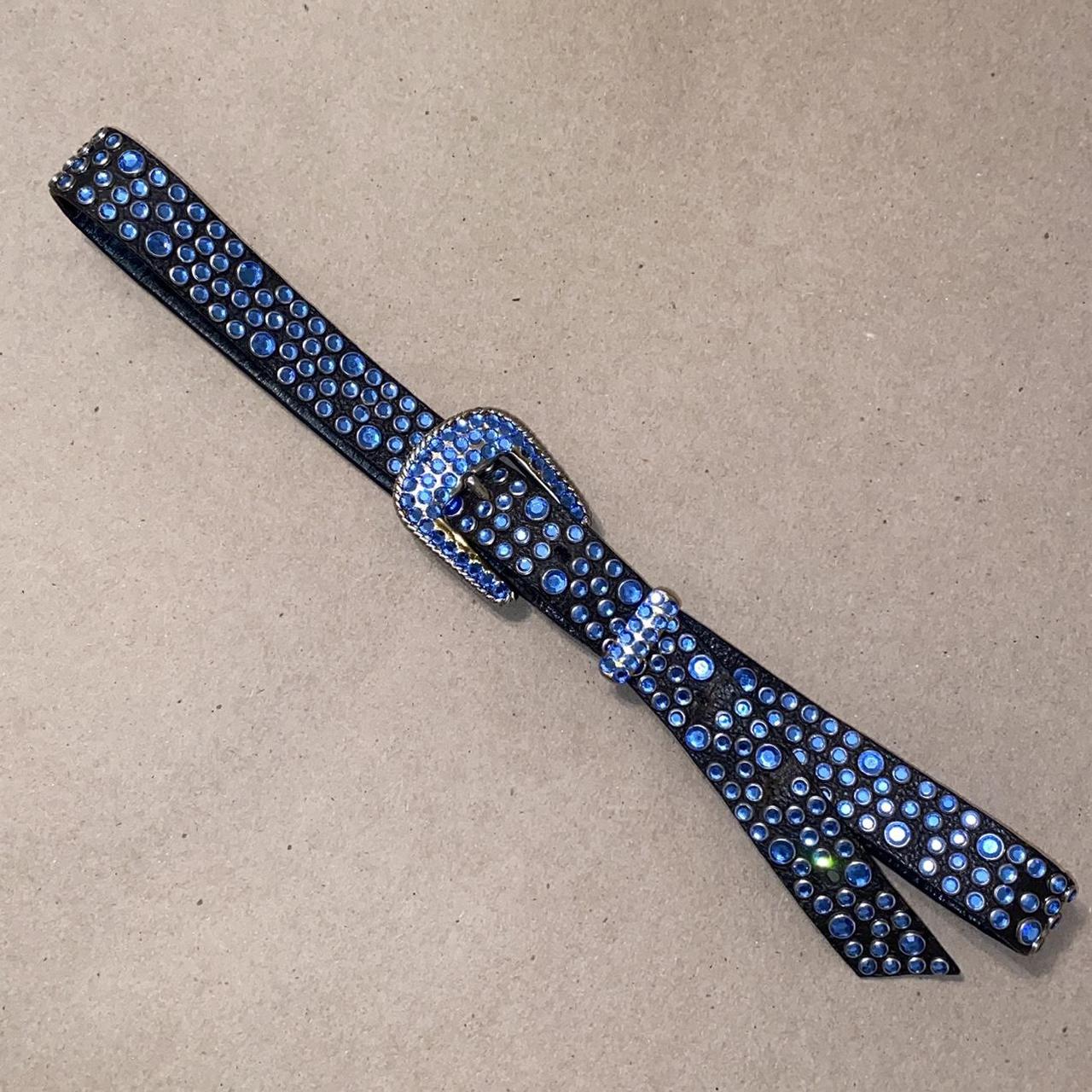 Super sparkly Blue rhinestone belt with silver... | Depop