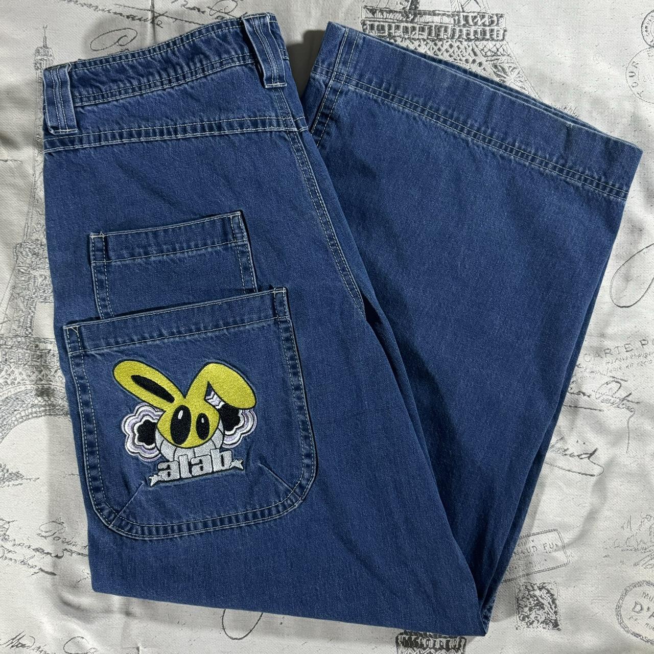 Y2K Cyber Grunge Baggy ALAB Mega Rave Embroidered... | Depop