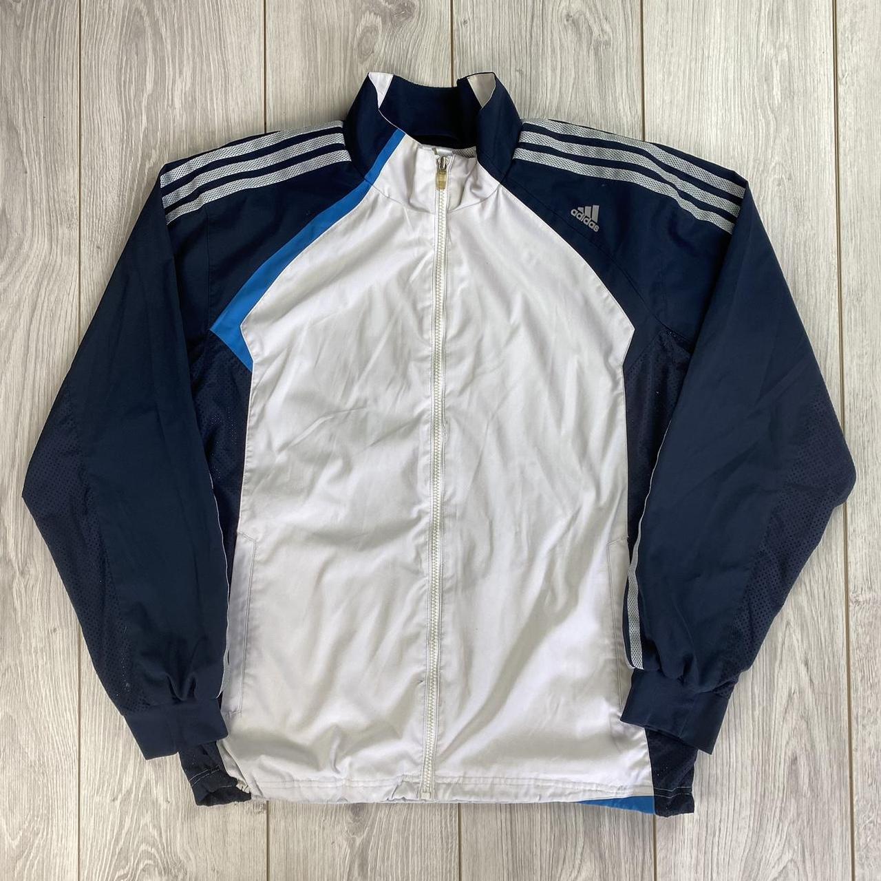 Adidas Men's Blue and White Jacket | Depop
