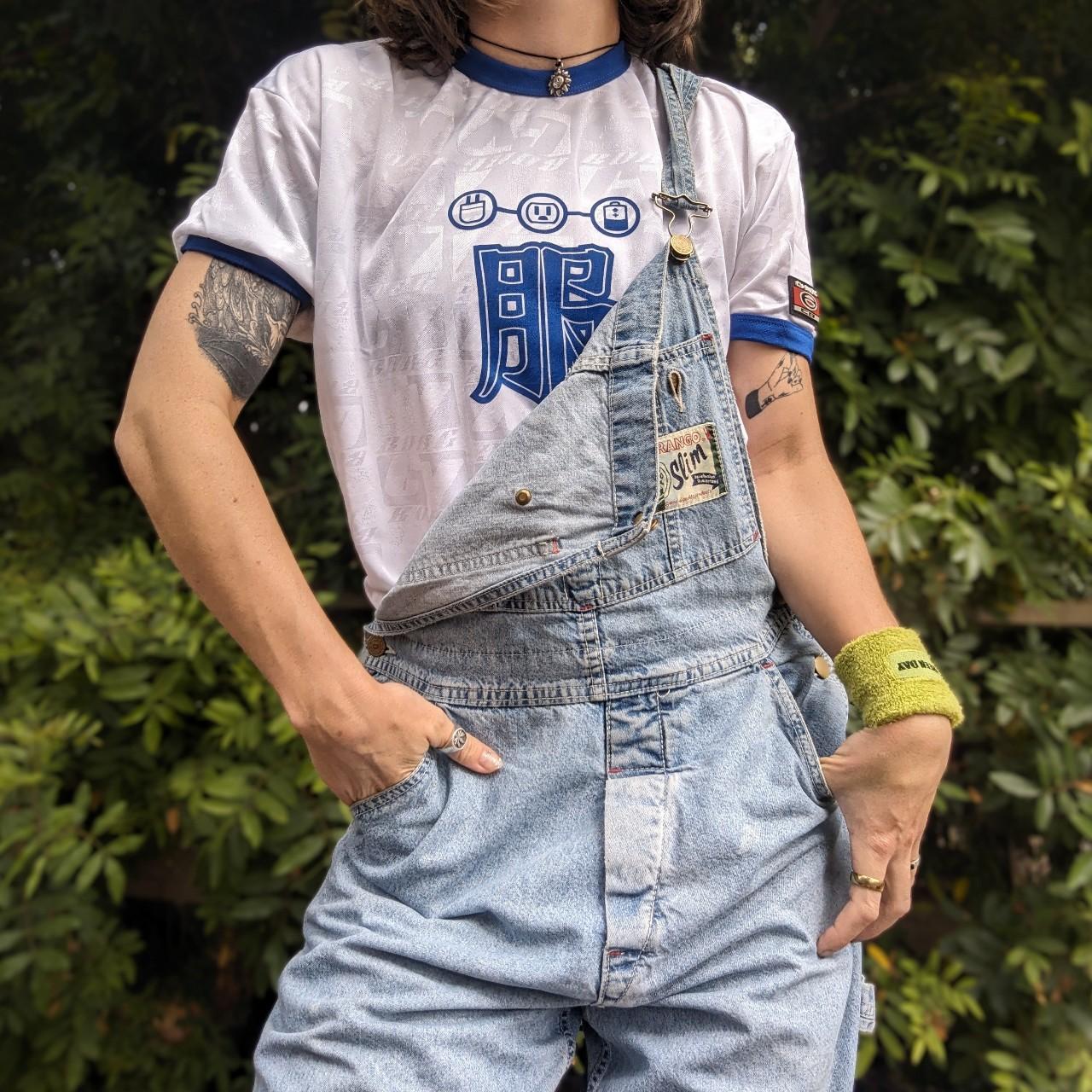 Vintage 90s Y2K Cyborg Rave Wear Jersey Style Ringer... | Depop