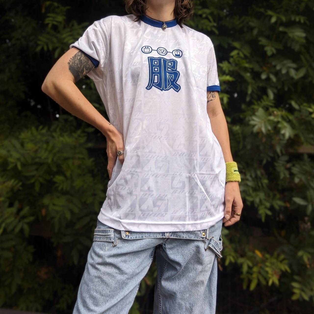 Vintage 90s Y2K Cyborg Rave Wear Jersey Style Ringer... | Depop