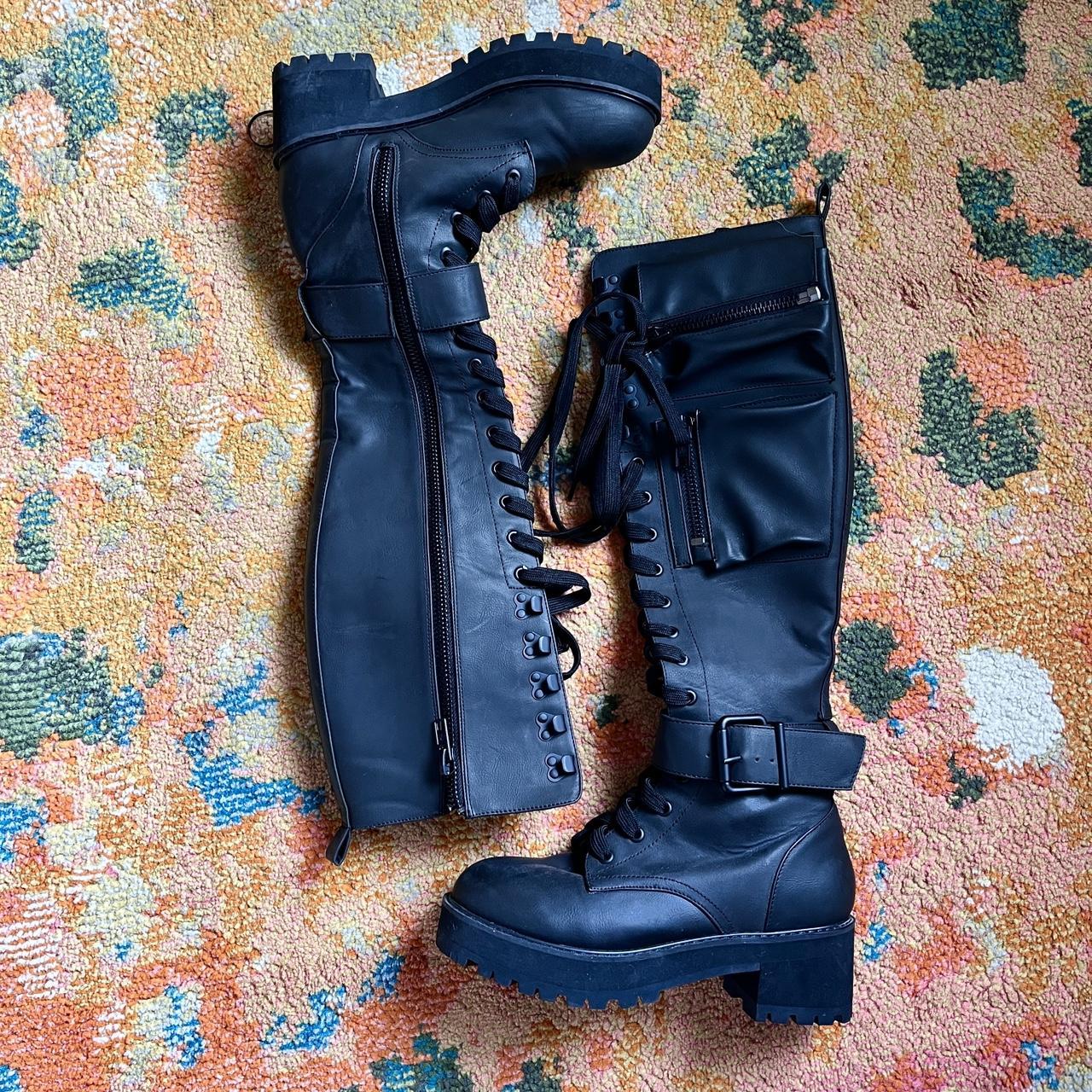 Current Mood Women's Black Boots | Depop